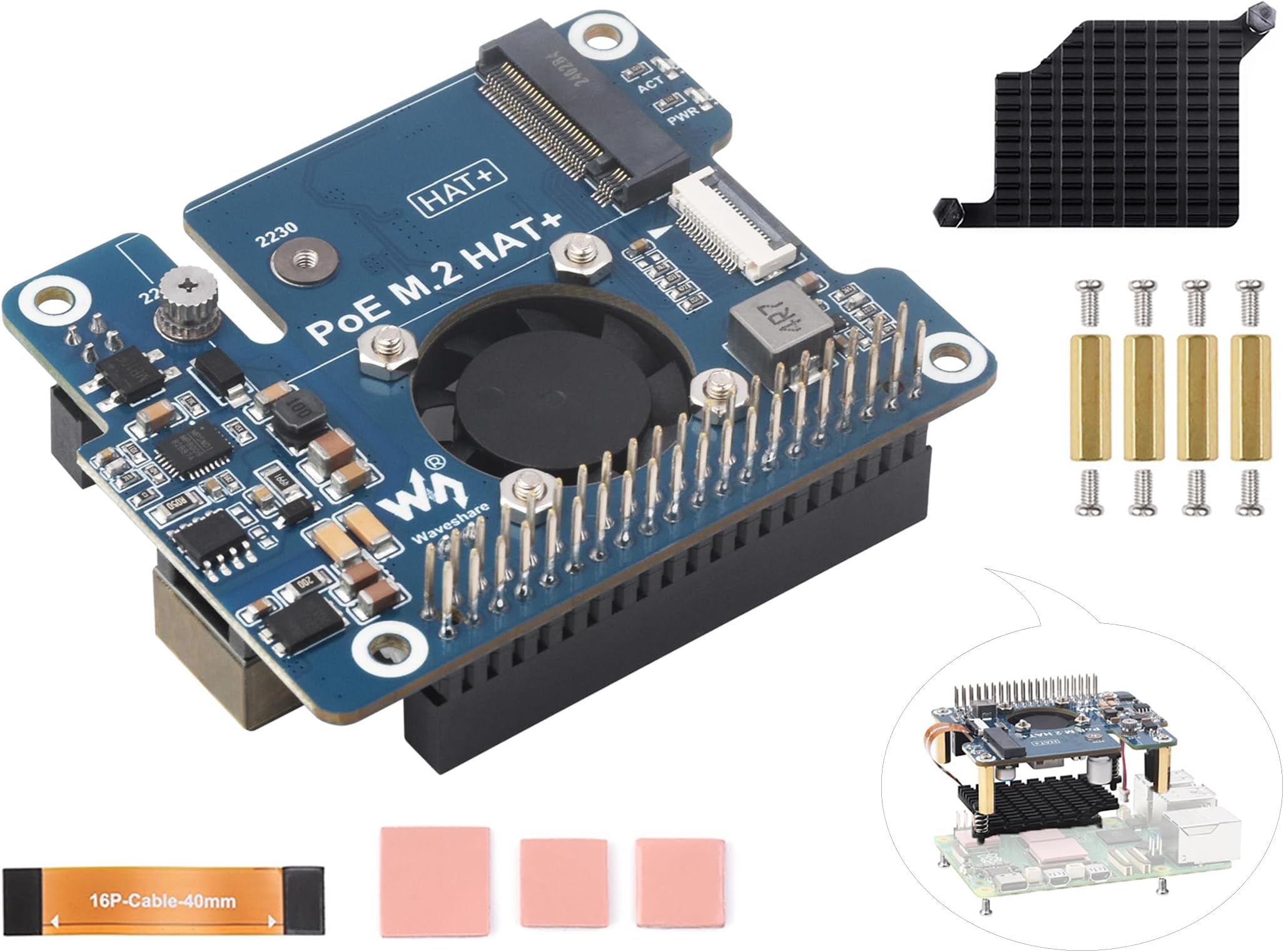 Amazon.com: Waveshare PoE HAT (G), Compatible with Raspberry Pi 5, 5V 5A Output, Stable ...
