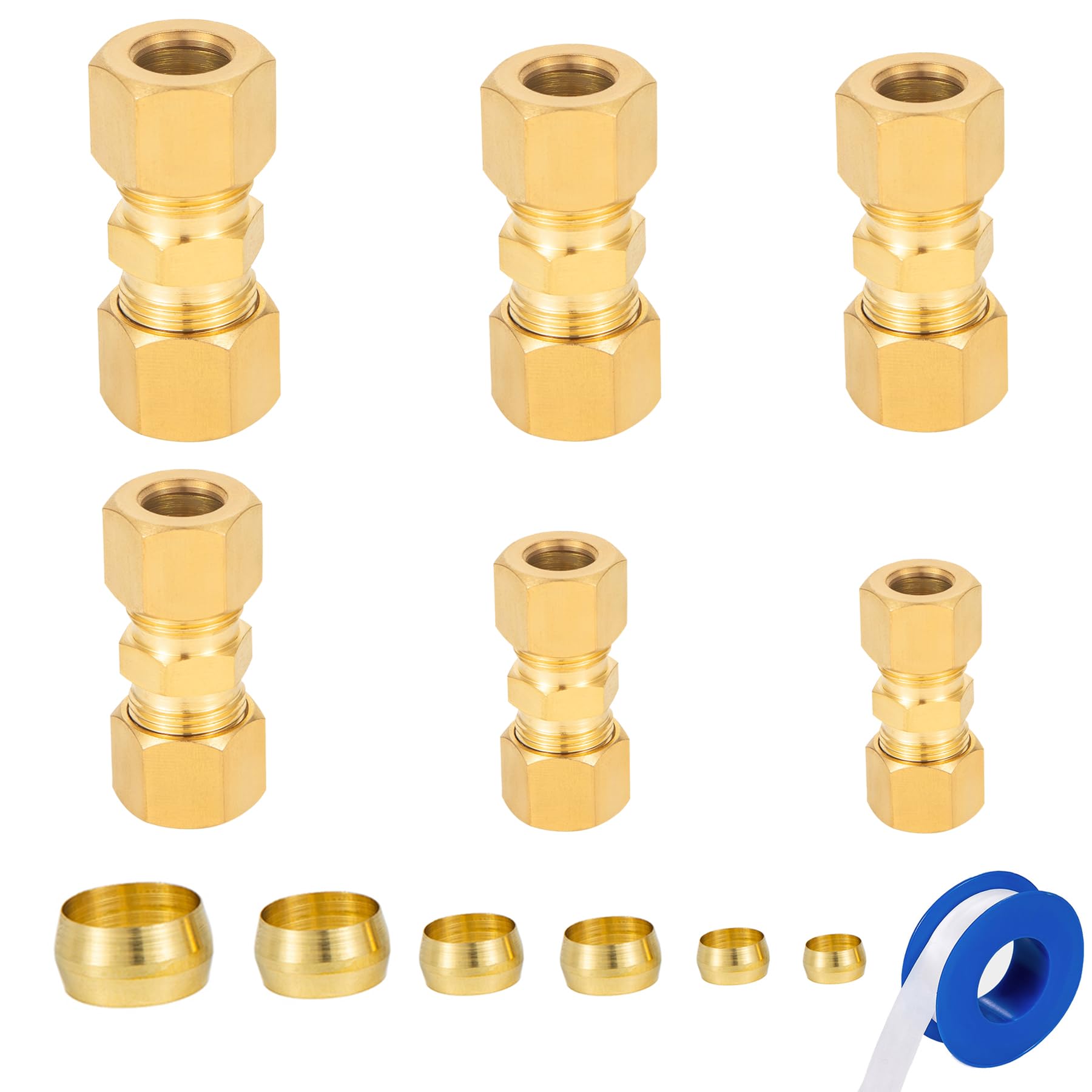 Snapklik.com : Brass Compression Fitting,1/4 3/16 1/8 5/16 3/8 1/2 ...
