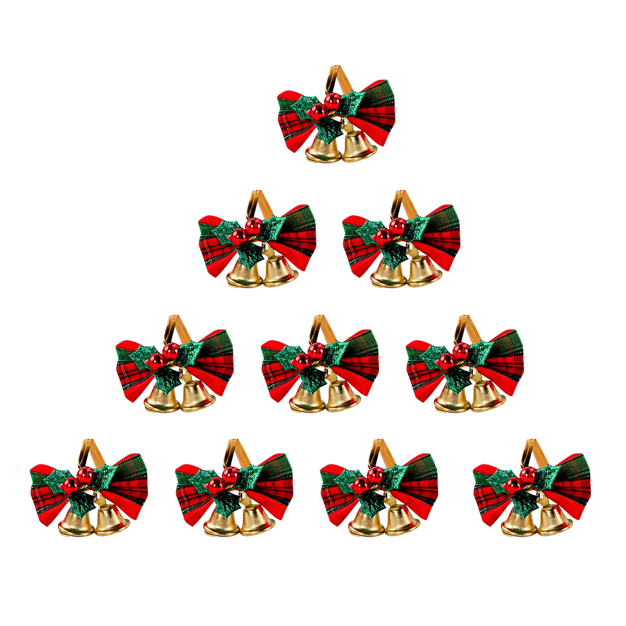 Kaket Christmas Bow with Bells 24PCS Small Christmas Bow Ornaments with ...