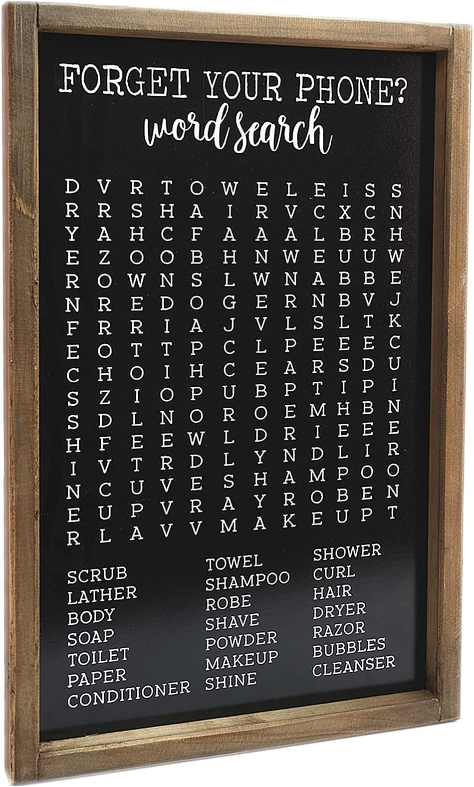 Amazon.com : Bathroom Word Search Sign for Home Decor - Wooden Plank ...