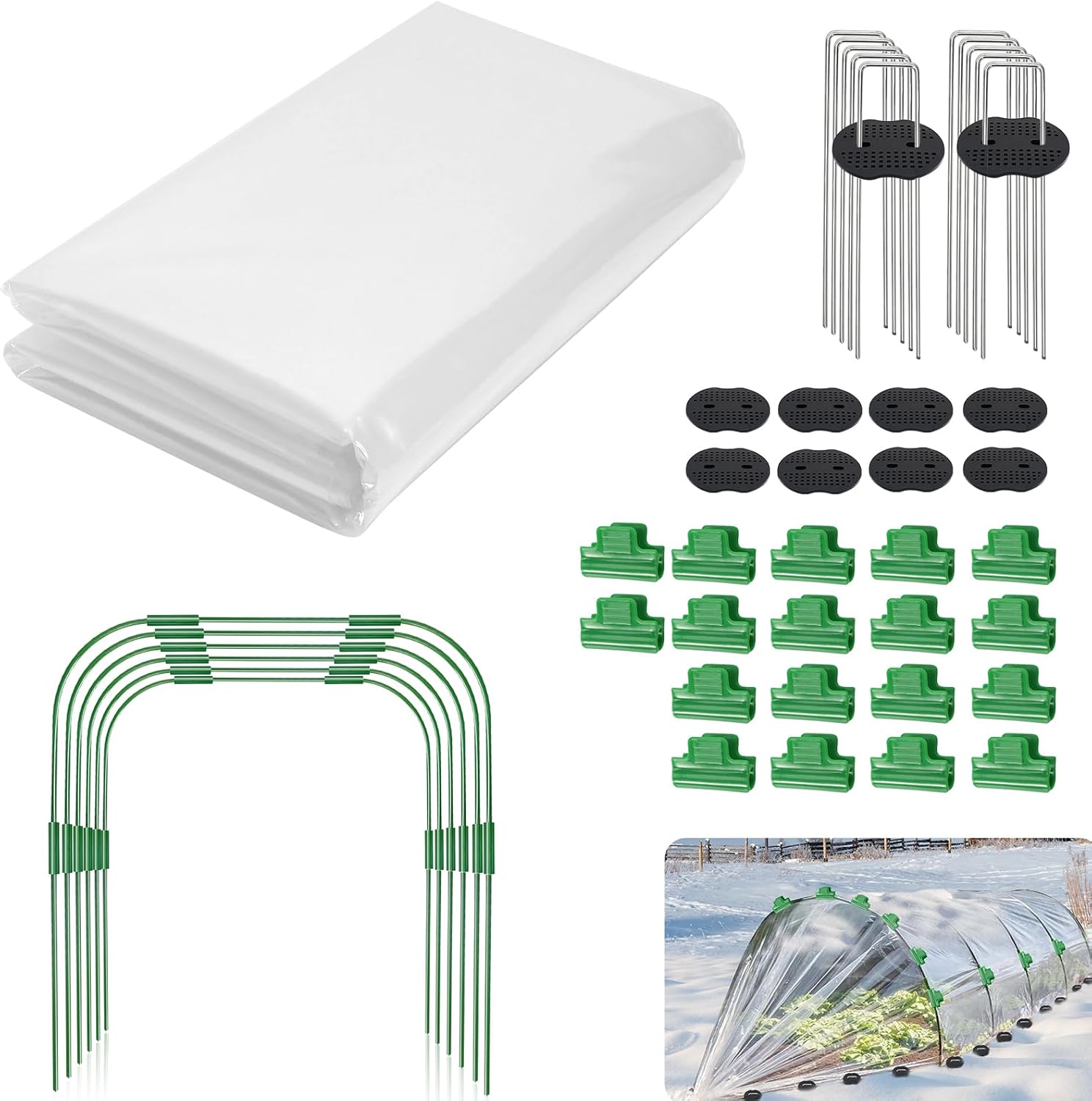 Amazon.com : Plant Covers Freeze Protection Kit,3mil 10 x 30Ft Plastic ...
