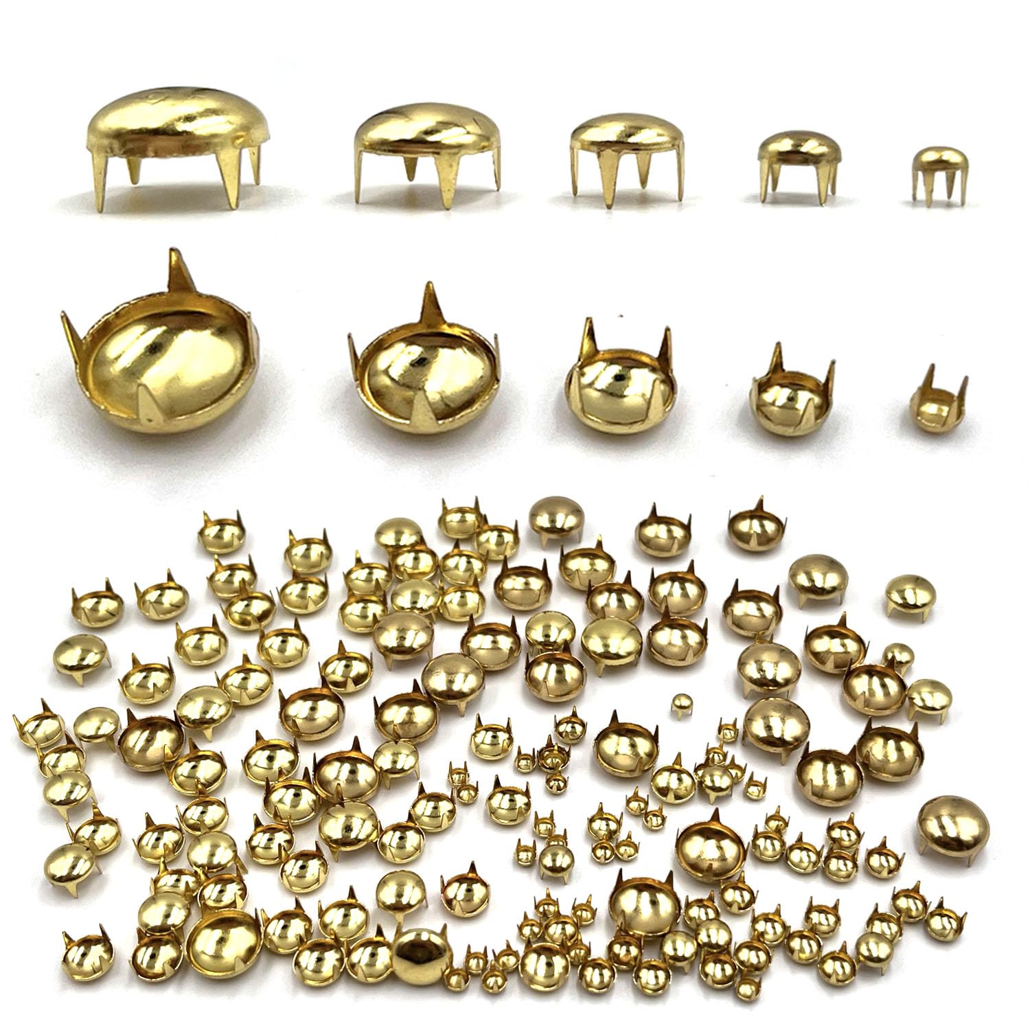 Spikes Studs 200pcs 10mm Round Dome Studs - Gold Metal Punk Rivets For ...