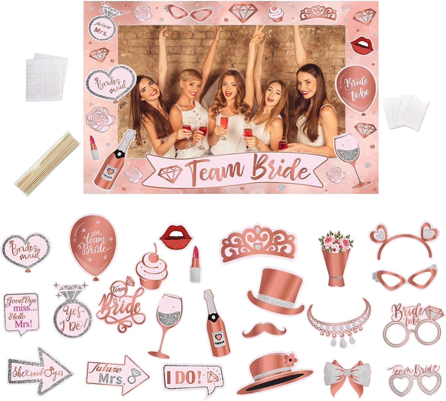 25 PCS Hen Party Photo Booth Props,Hen Party Accessories,Hen Do ...