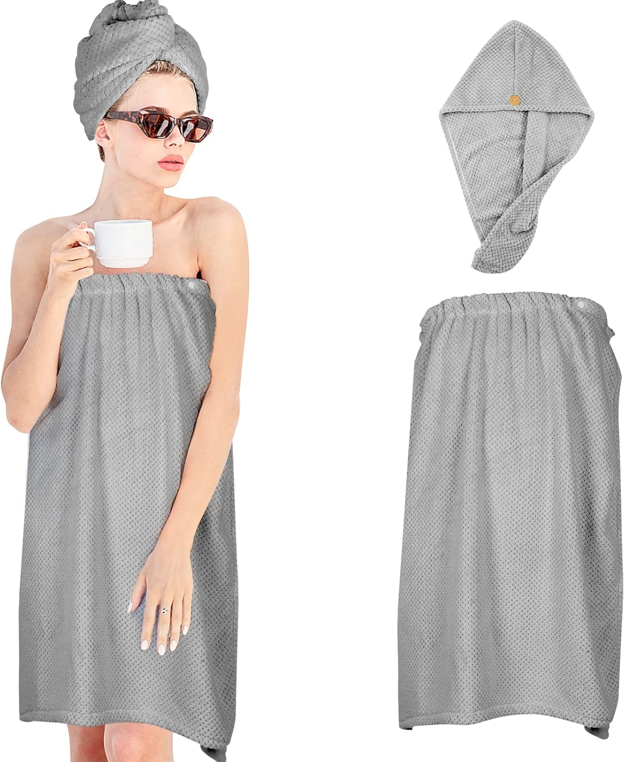 Amazon.com: TOCOHO Women Microfiber Bath Wrap Towel and Hair Drying ...