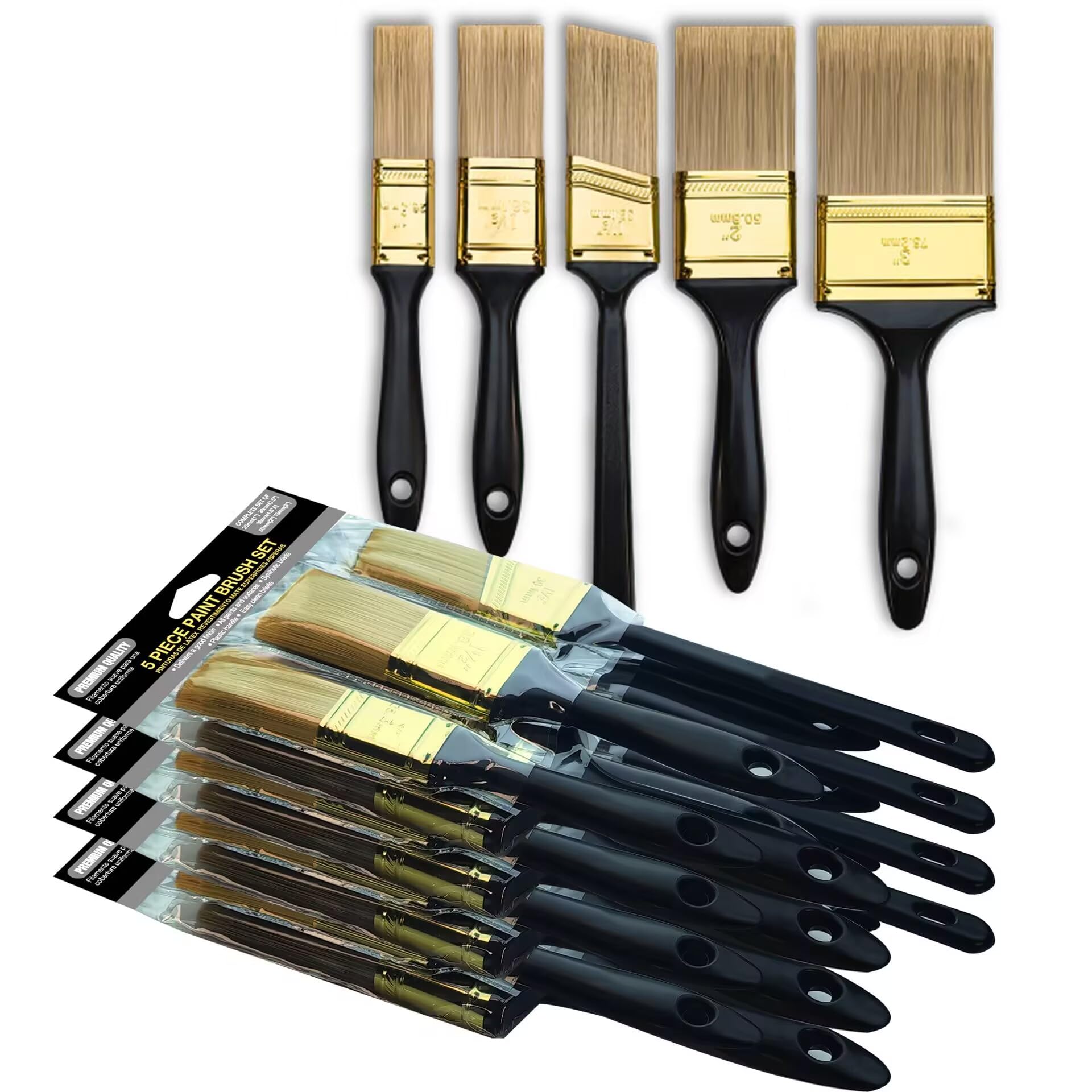 Crozzfog Paint Brush Set, 20 Pack, 5 Sizes Paint Brushes (1" 1.5" 2" 3 ...