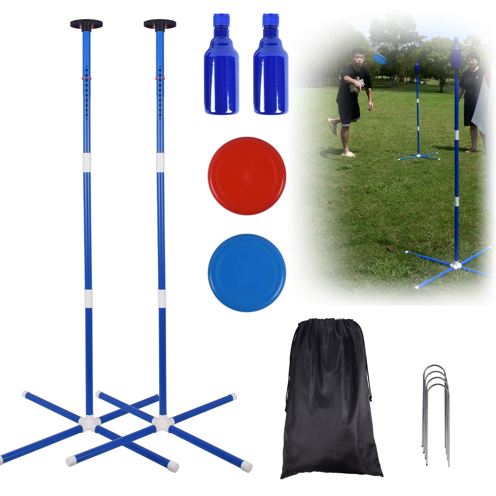Amazon.com : Outdoor Flying Disc Game Set,Fun Bottle Drop Frisbee Yard ...