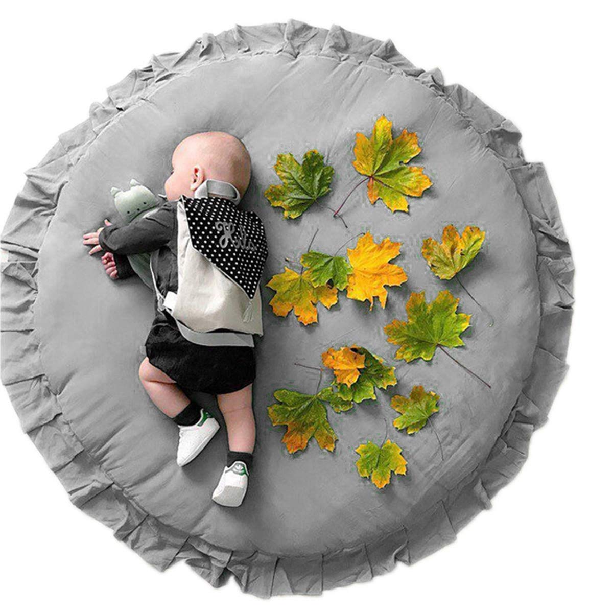 Amazon.com : Baby Cotton Play Mat Round Ruffled Cushion Soft Breathable ...