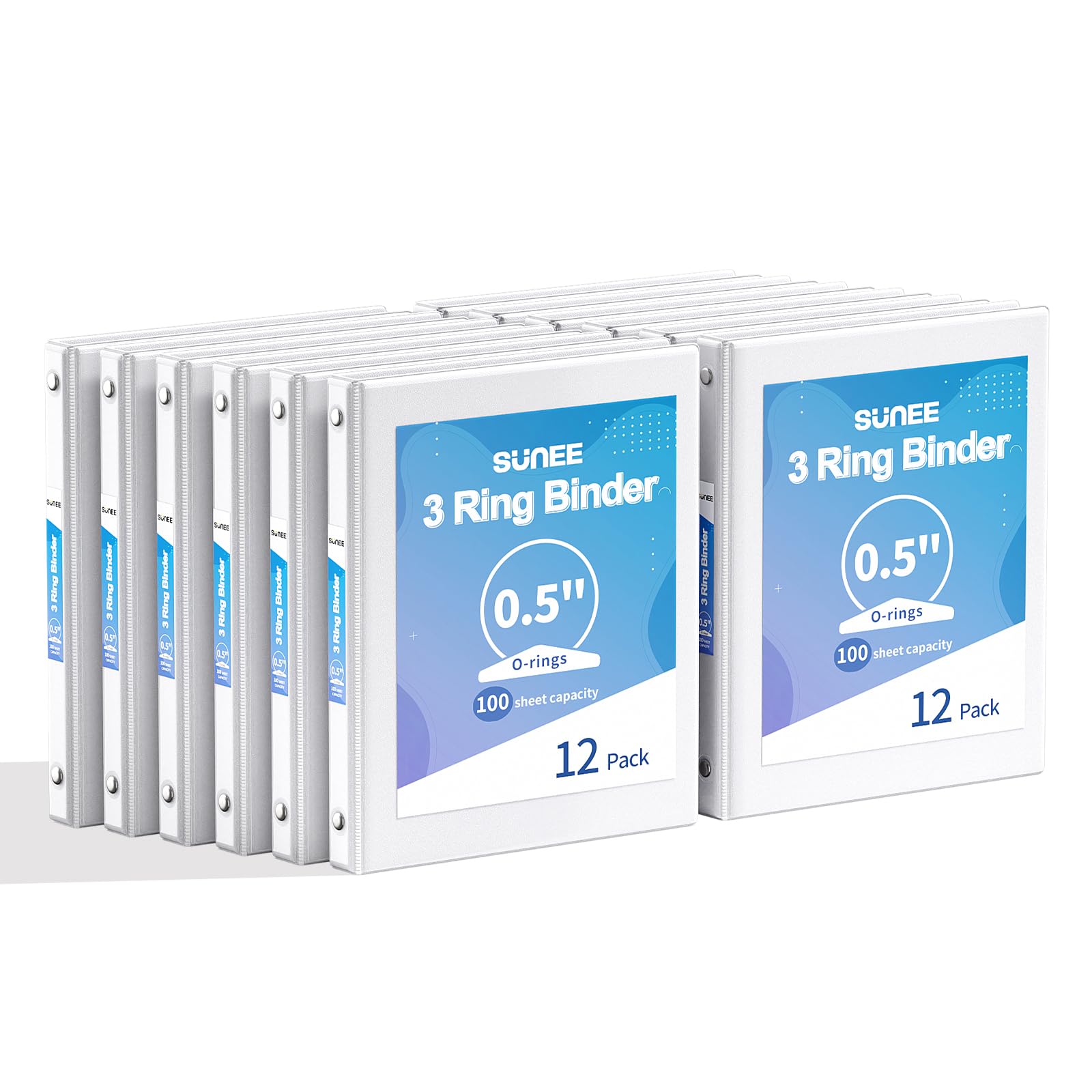 Snapklik.com : SUNEE 1/2 Inch Binders 3 Ring 12 Pack Bulk, 3 Ring ...