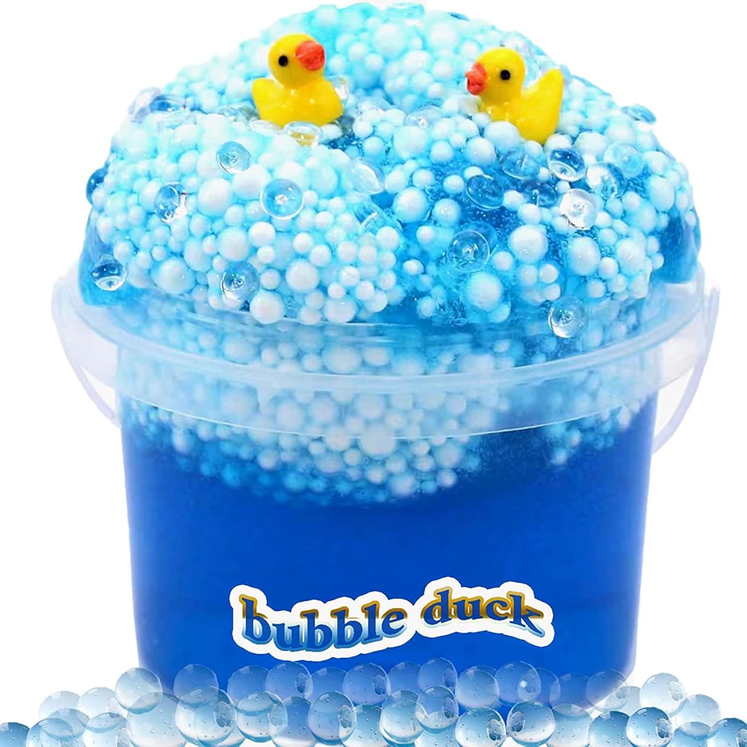 Bubble Duck Crunchy Glimmer Slime with Cute Duck Charms, Blue Foam Ball ...