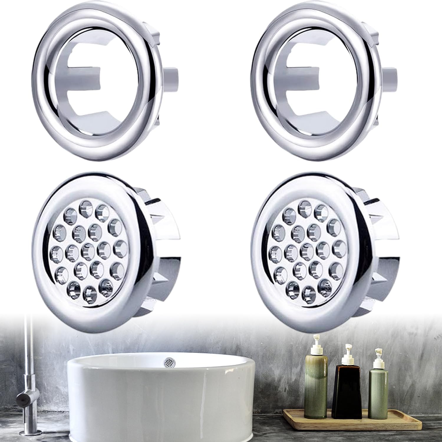 Sink Overflow Ring,6PCS Hollow ring Hole Round Cap Overflow Cover Drain ...