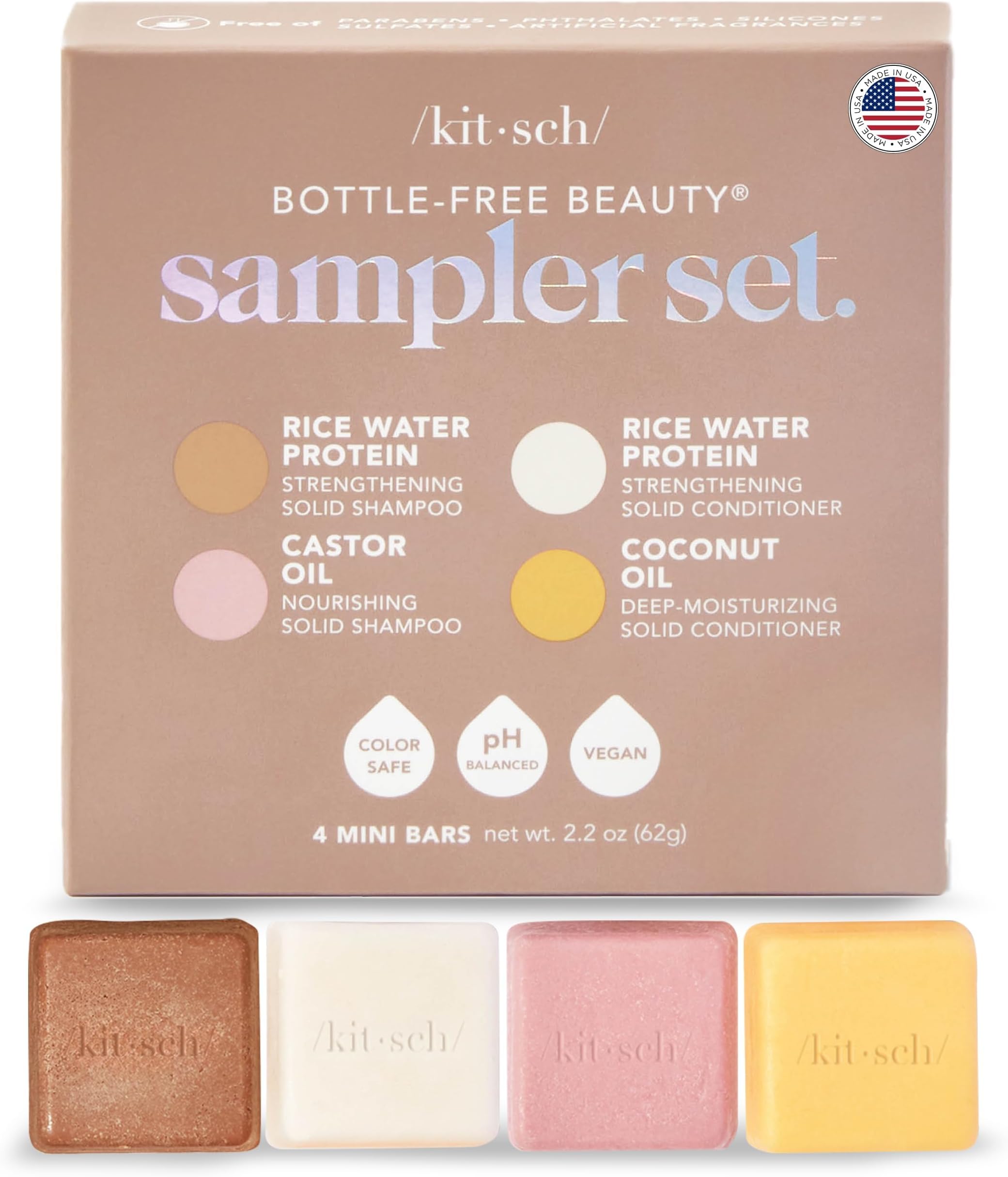 Amazon.com : Kitsch 4pc Sampler Solid Shampoo and Conditioner Set ...