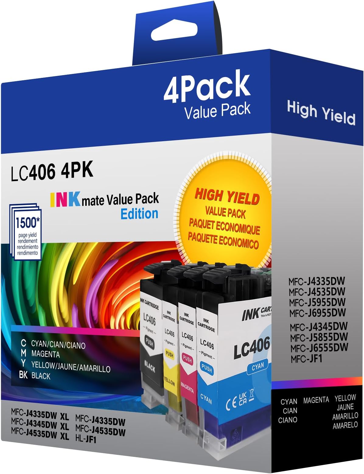 Amazon.com: SHUOLEI LC406 Ink Cartridge Compatible for Brother LC406 ...