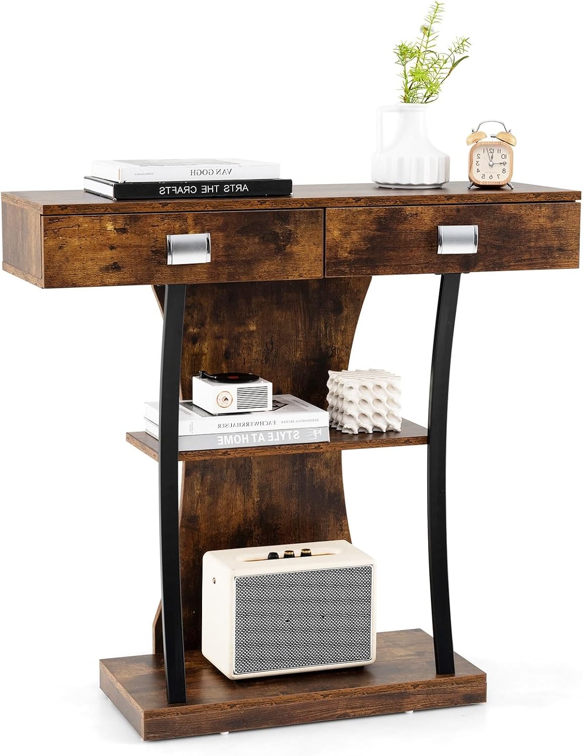Multigot Console Table, T-Shaped Hallway Sofa Side Table with Drawer ...