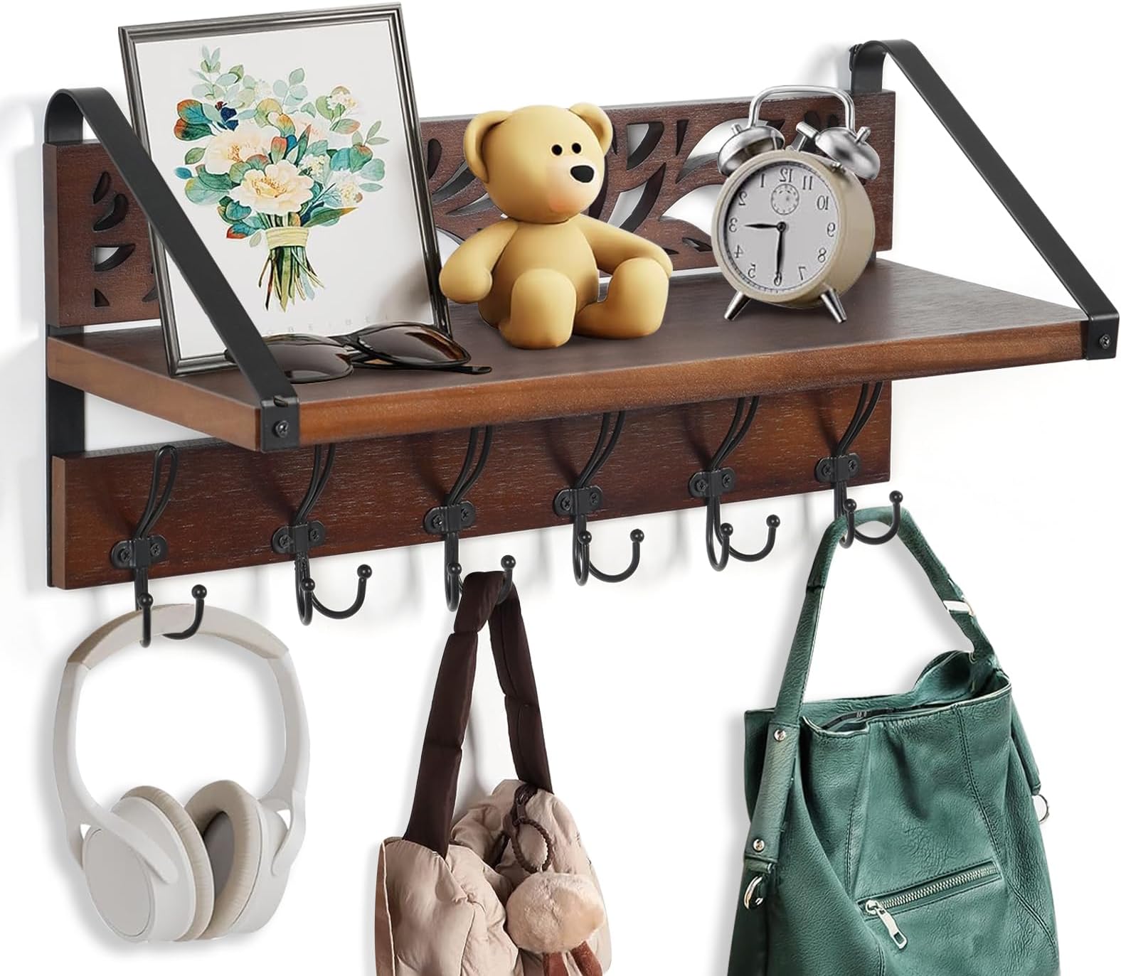 Amazon.com: CILXGQLN Coat Rack Wall Mount Coat Hooks, Wood Coat Hanger ...