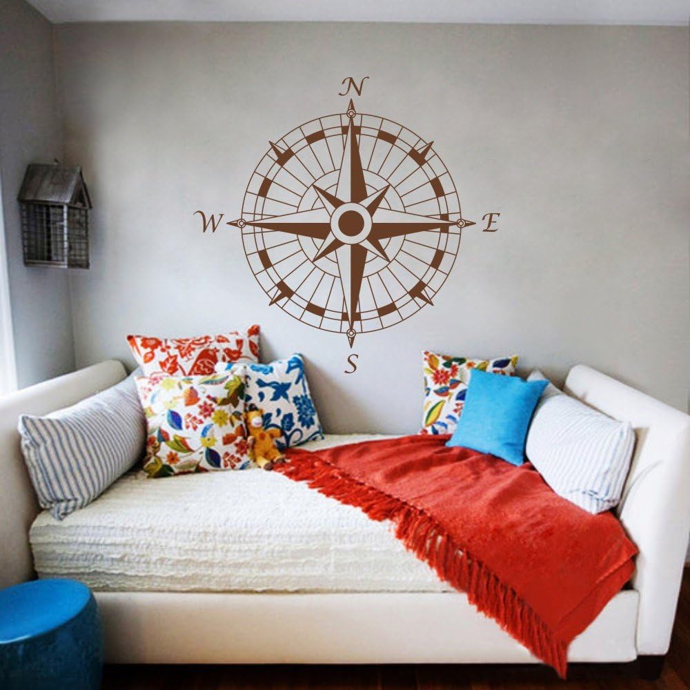 Amazon.com: MairGwall Wall Decal Nautical Compass Vinyl Wall Art ...
