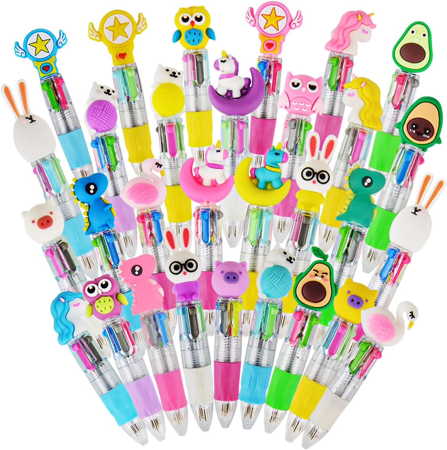 Multicoloured Pens All in One - Fun Cartoon 4-Color Pen Set (30-Pack ...