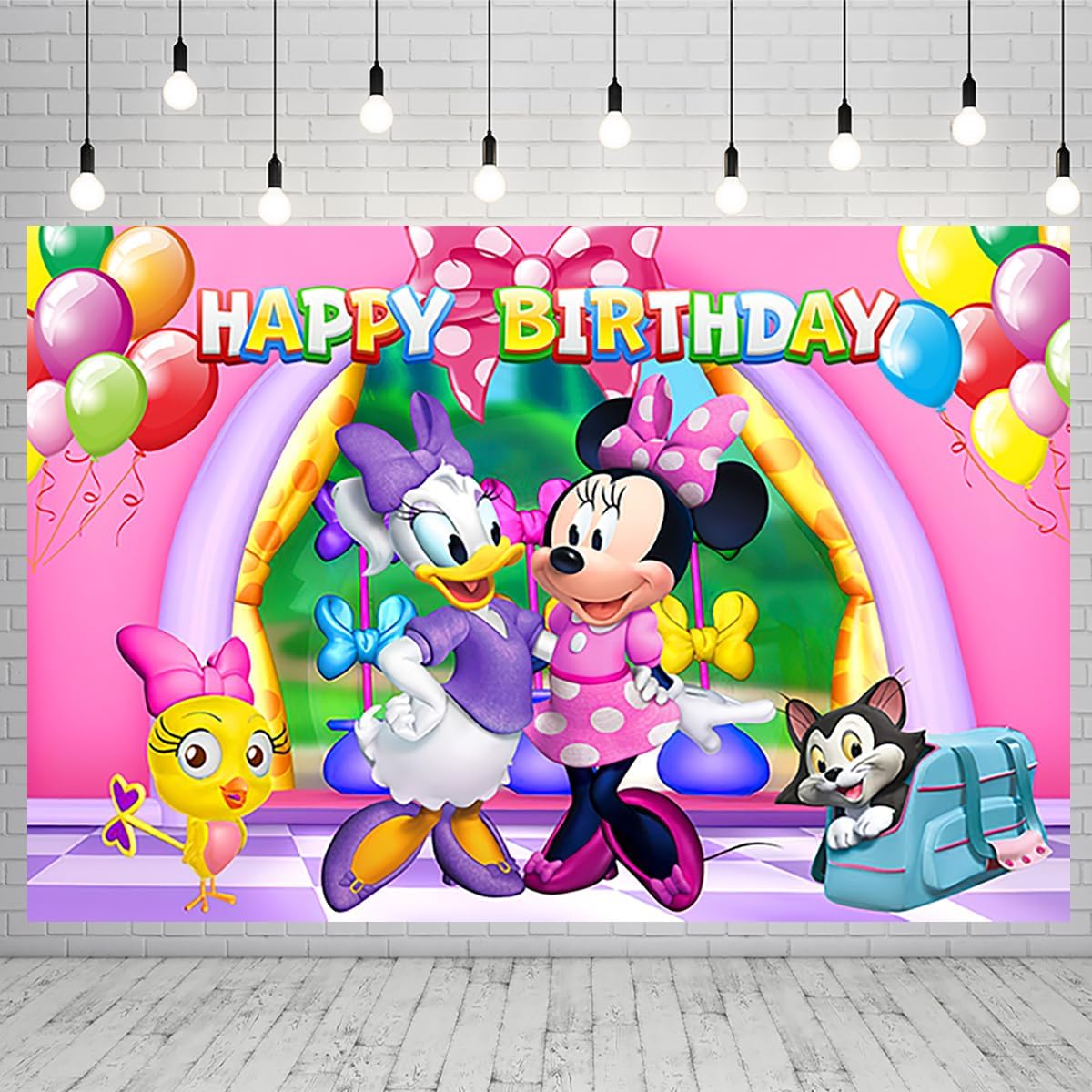 Amazon.com : Moonlight Studio Minnie Mouse and Daisy Bowtique Backdrop ...