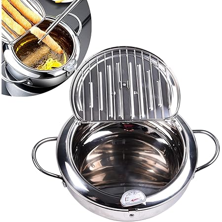 Amazon.com: Deep Frying Pan, Japanese-style Tempura Deep Fryer With ...