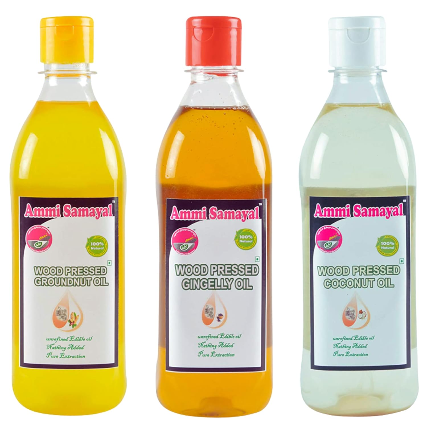 Ammi Samayal Combo of Wood Pressed (Cold Press) Edible Groundnut Oil ...