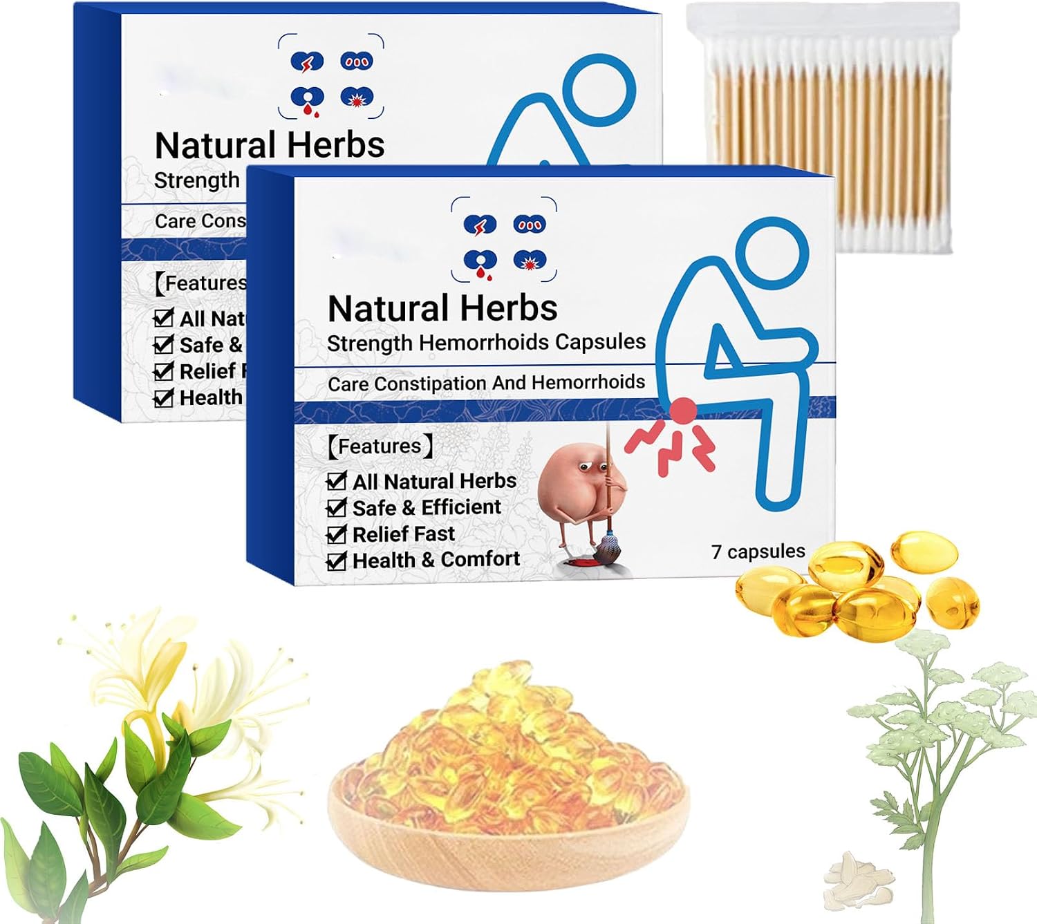 Heca Natural Herbal Strength Hemorrhoid Capsules, Natural Hemorrhoid ...