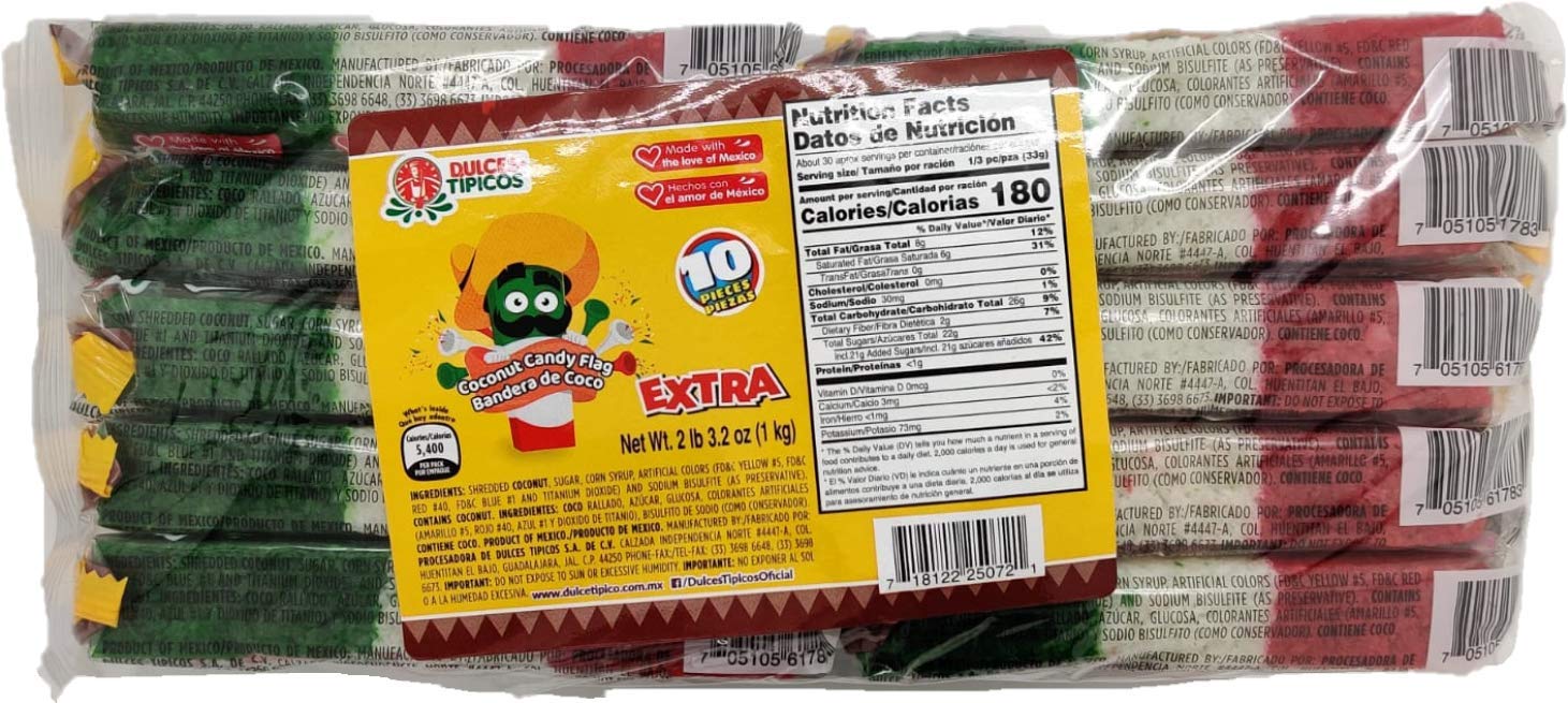 Amazon.com : Banderitas de Coco - Coconut Candy Bar Mexican Candy 20 ...