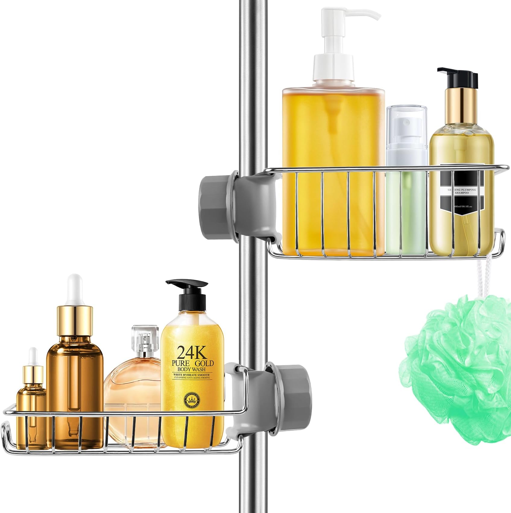 Shower Shelf Caddy for Rail: Acrylic Bathroom Rack Organizer Holder for ...