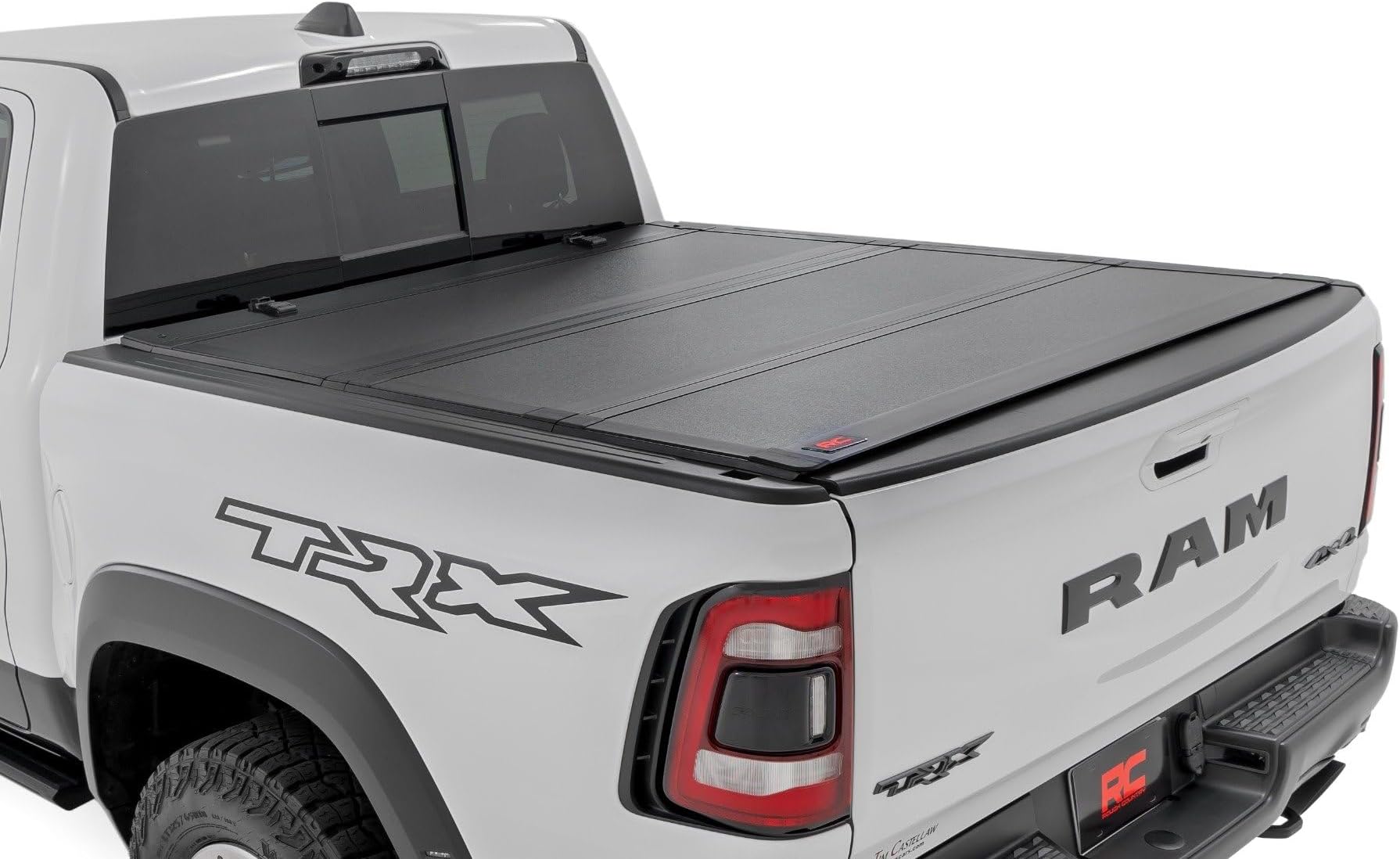 Amazon.com: Rough Country Hard Tri-Fold Flip Up Truck Bed Tonneau Cover ...