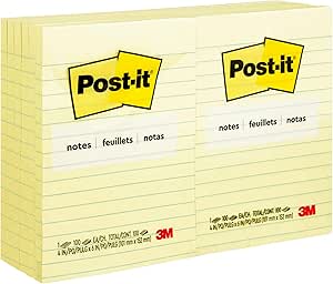 Post-it Notes, 4-Inch x 6-Inch, 10.16 cm x 15.24 cm, Lined, 1 Pad ...