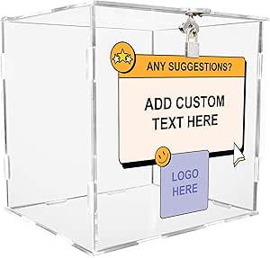 Amazon.com : 10" Acrylic Personalized Suggestion Box with Lock, Custom ...