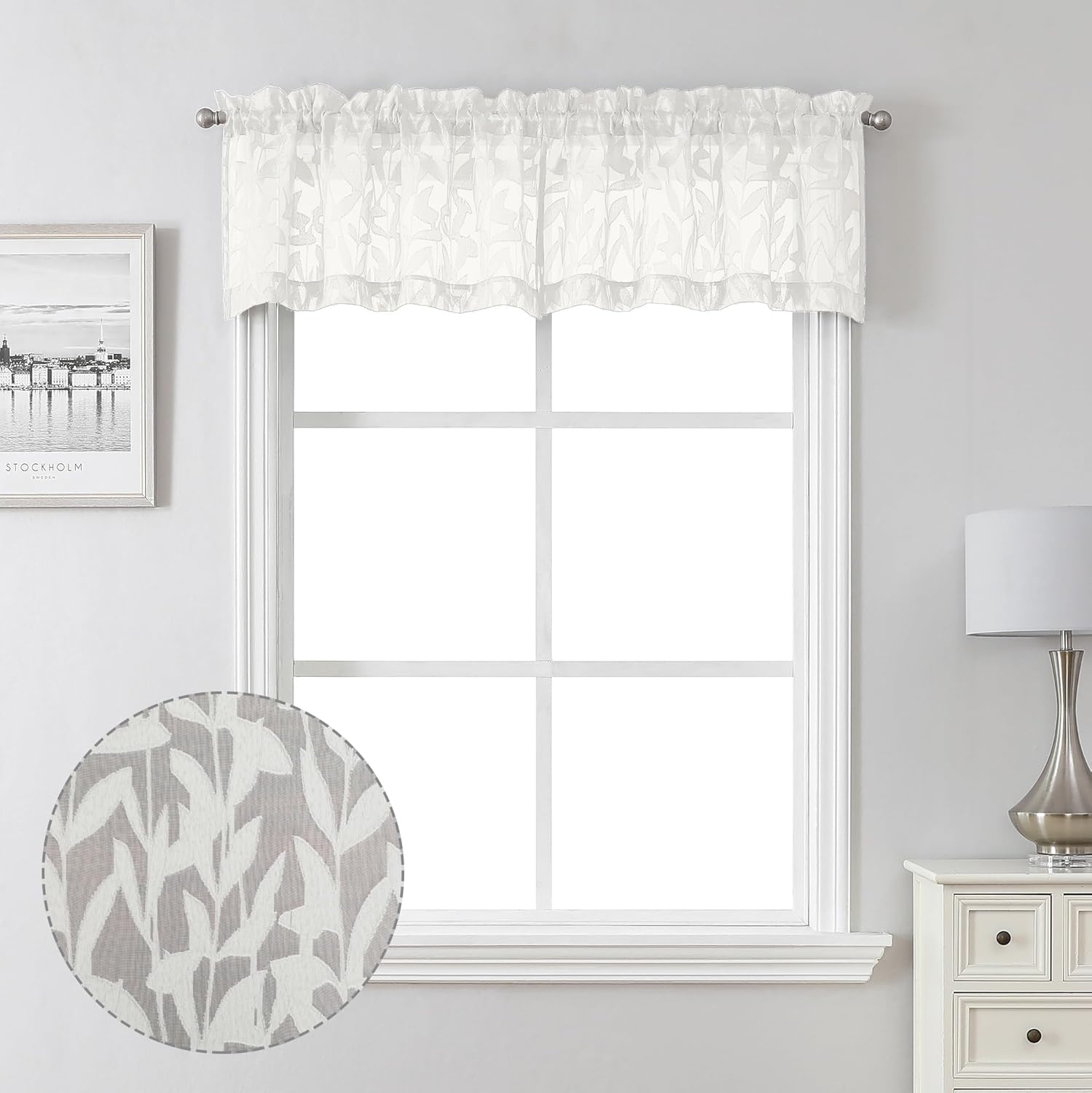 Amazon.com: Lecloud Leia Sheer Ivory Window Curtains for Kitchen 14 Inch Length 2 PCS, Dual Rod ...