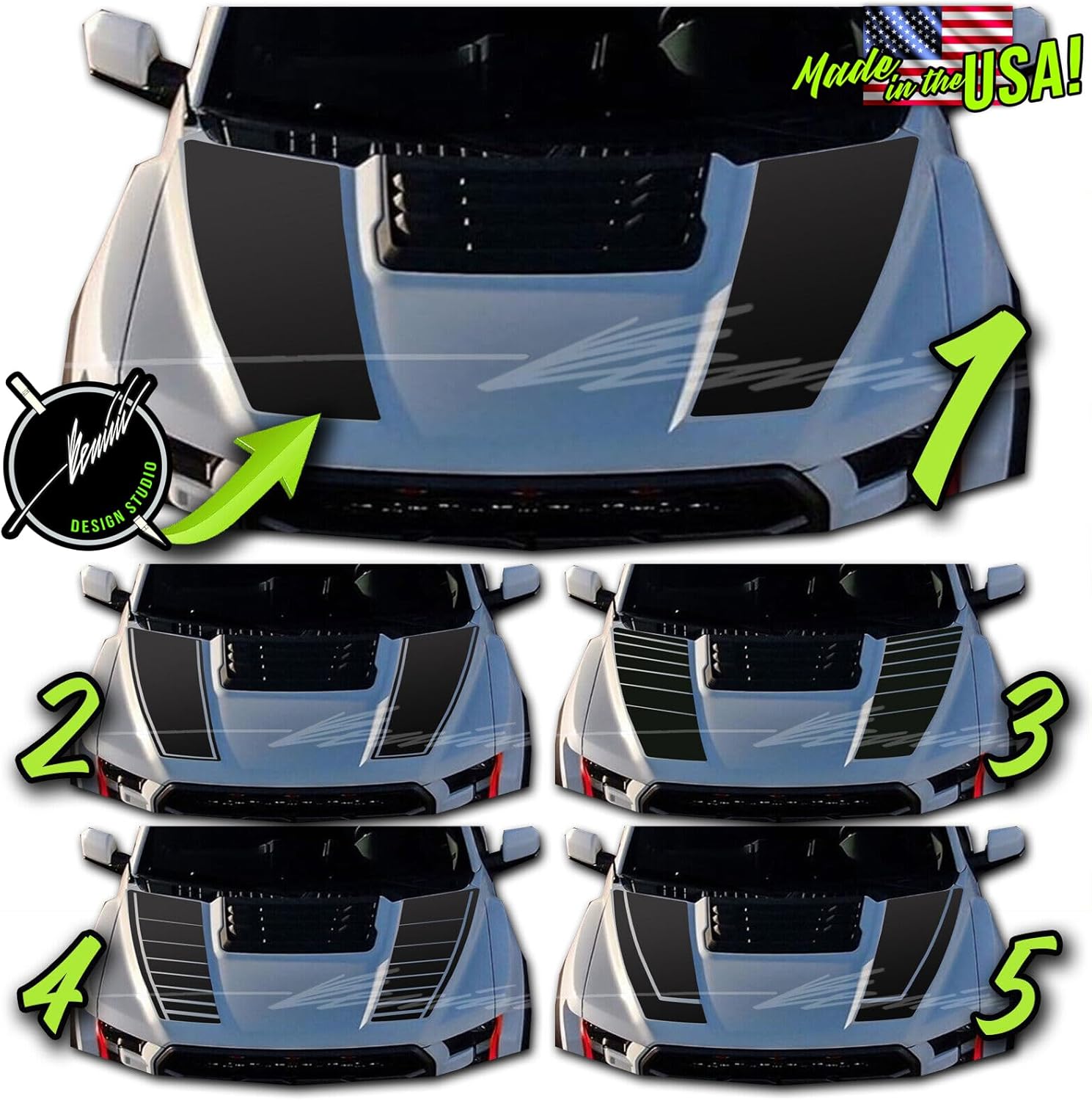 Hood Blackout Racing Stripes – Kit de calcomanías de vinilo compatible ...