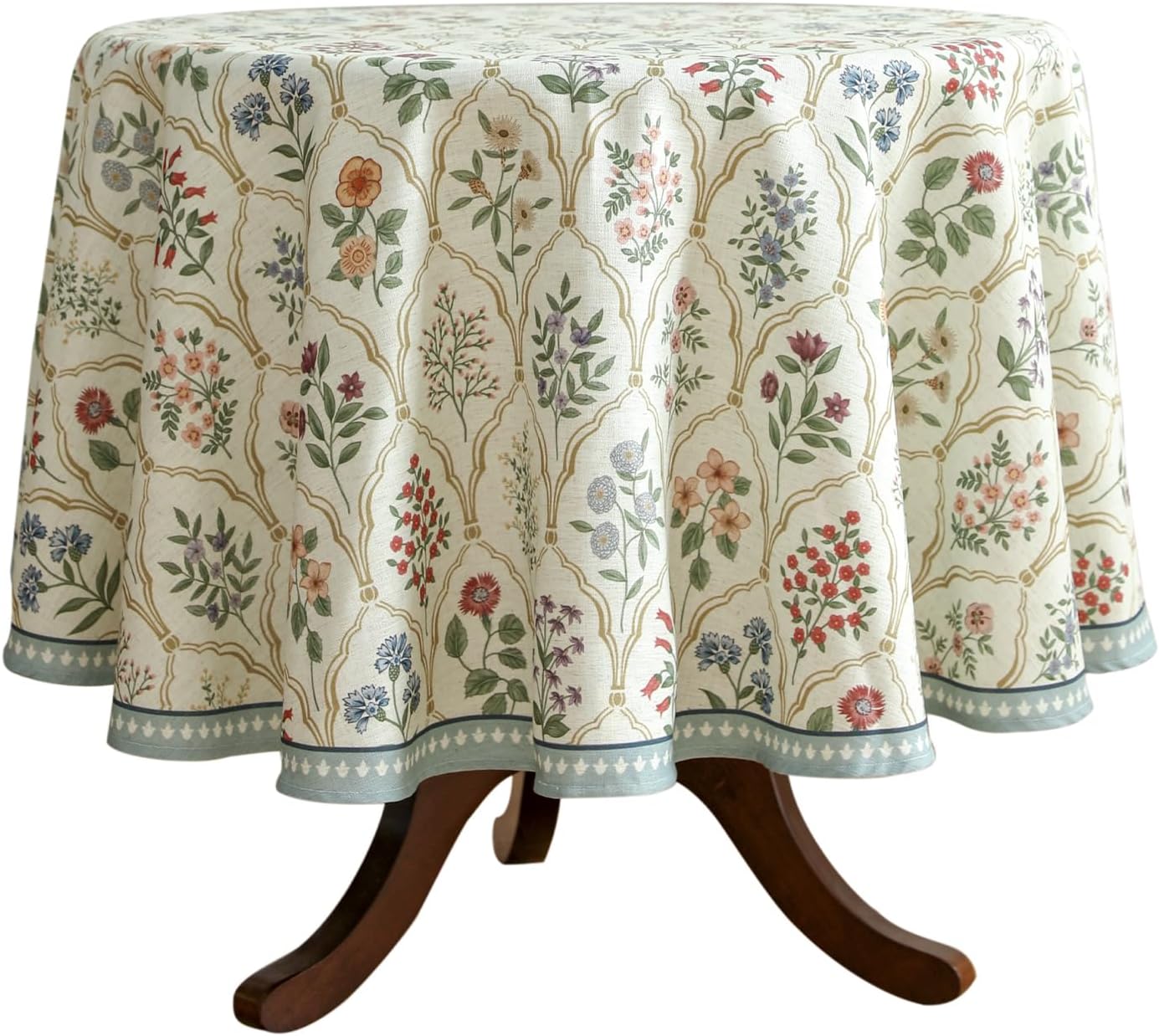 Amazon.com: ISAENNE Floral Tablecloth for Round Tables,Linen Table ...