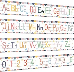 Amazon.com : 12 Pcs Alphabet Bulletin Board Set，Boho Alphabet Poster ...