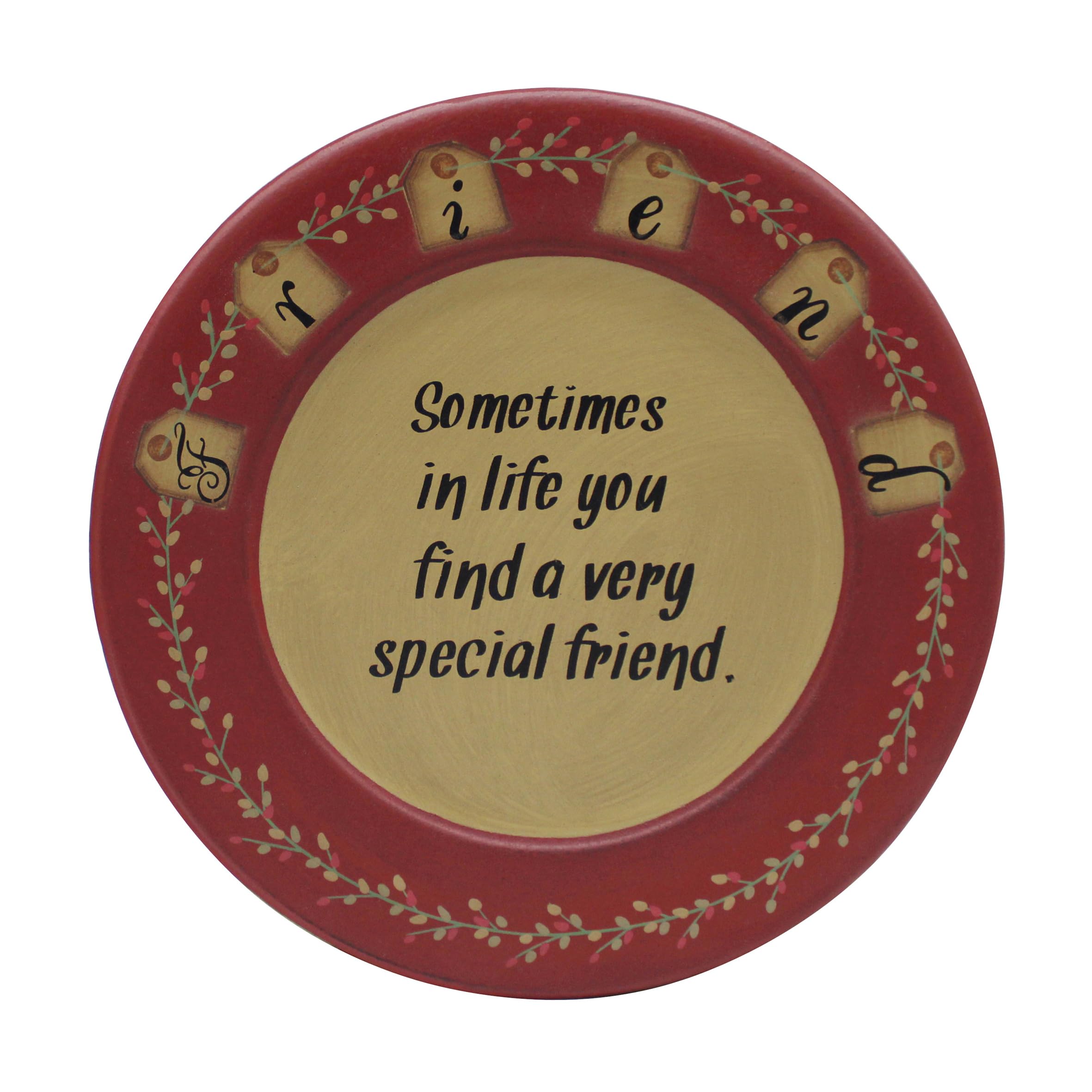 Amazon.com: CVHOMEDECO. Primitive Rustic Wood Decorative Plate Round ...