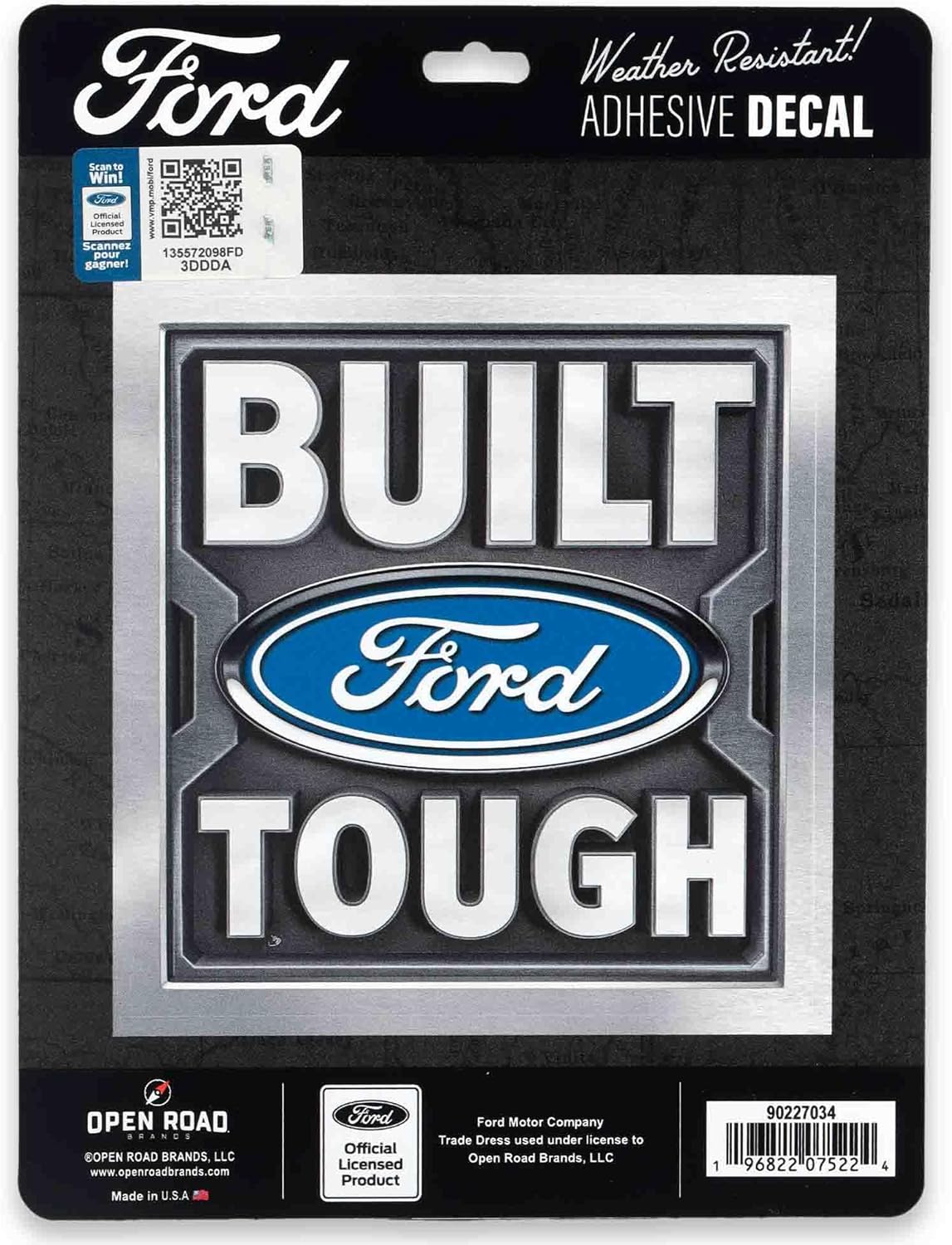 Amazon.com - Ford Built Tough Adhesive Vinyl Decal - Ford Sticker Decal ...