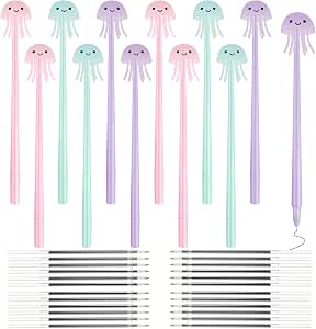 Outus 12 Pcs Novelty Jellyfish Pens Wiggle Bendable Soft Silicone ...