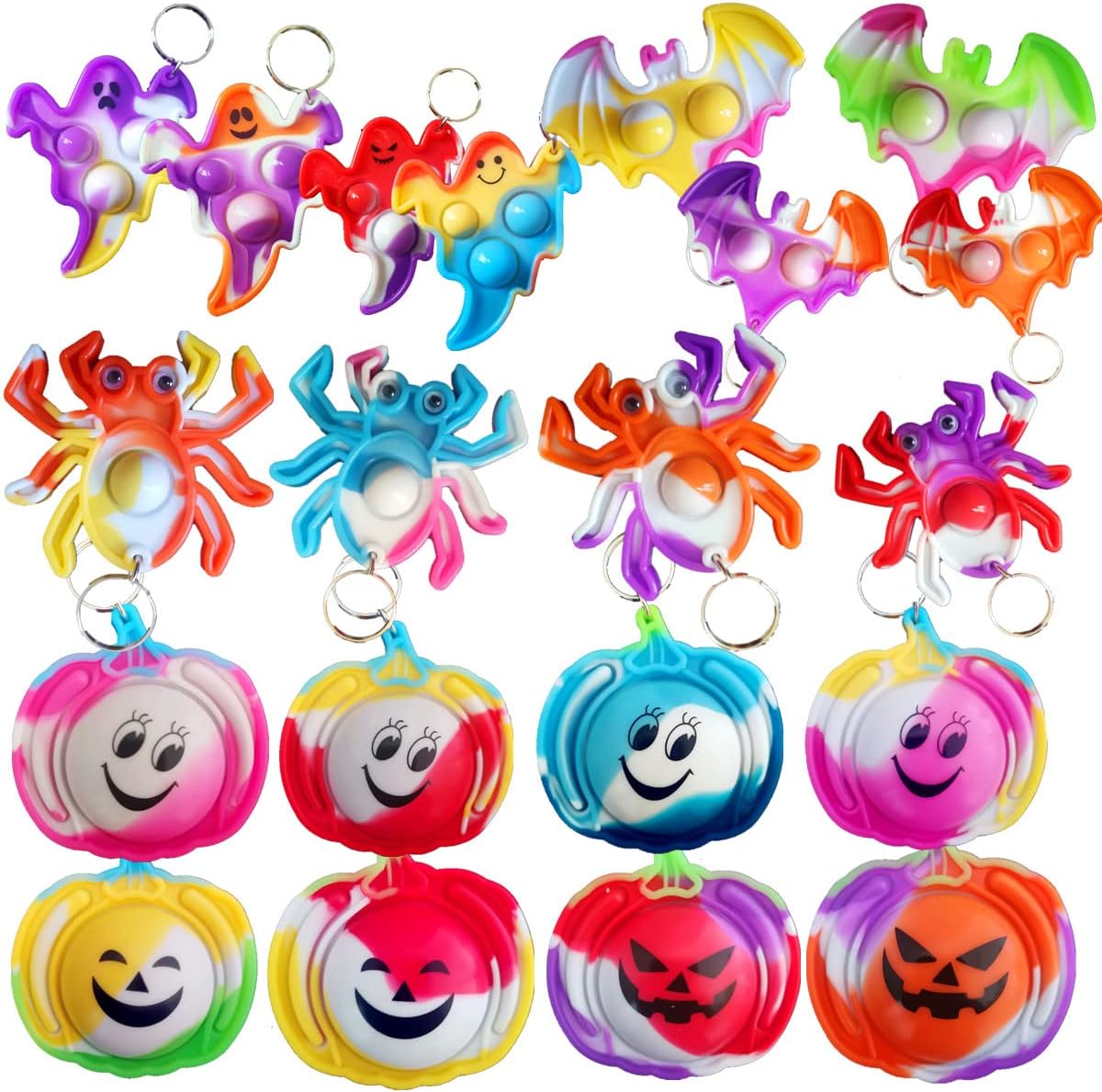 Amazon.com: 30 Packs Bulk Halloween Pumpkin Ghost Bats Spider Fidget ...