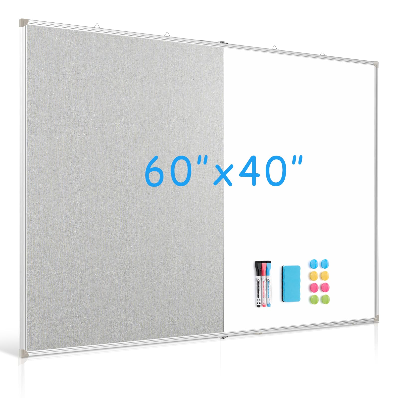 Amazon.com : DOLLAR BOSS Foldable Linen Cork Board White Board Combo 60 ...
