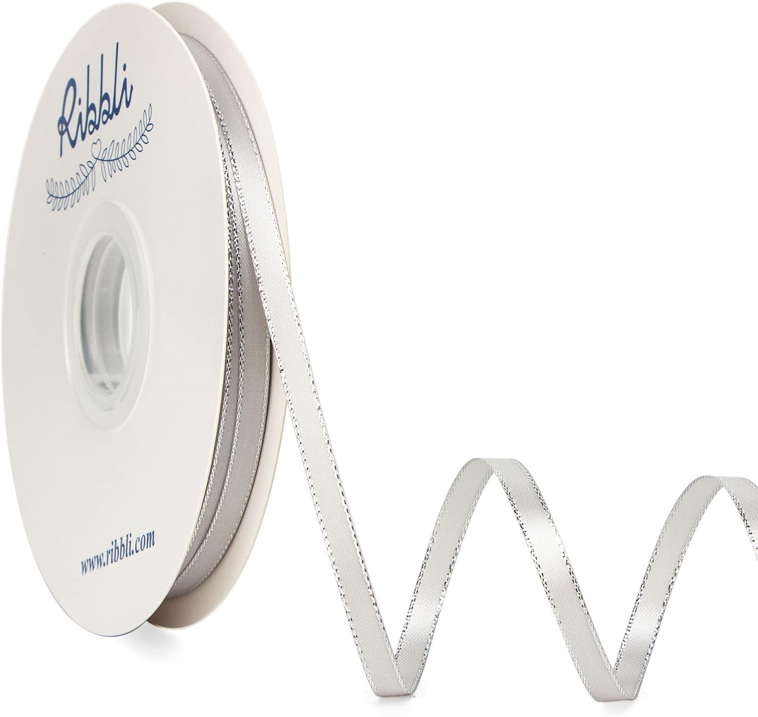 Amazon.com: Ribbli Light Silver Satin Ribbon with Silver Edge,Double ...