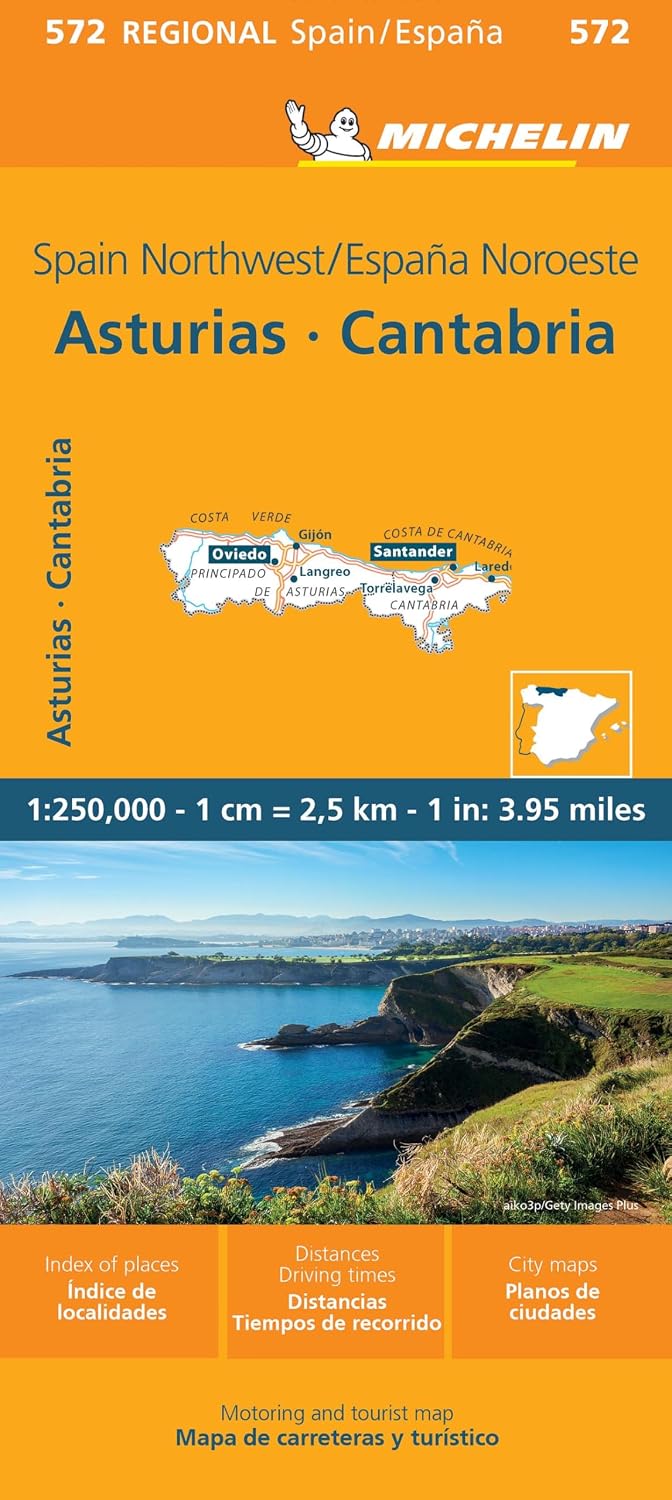 Michelin Map Spain: Northwest, Asturias, Cantabria Map 572: City maps ...
