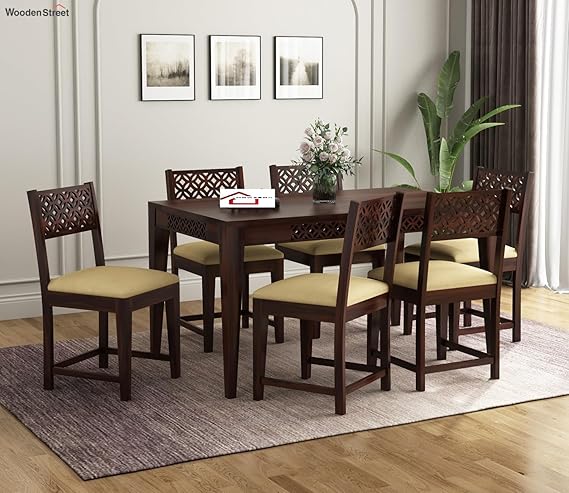 HOWZBOX Wooden Dining Table 6 Seater | Six Seater Dinning Table with 6 ...