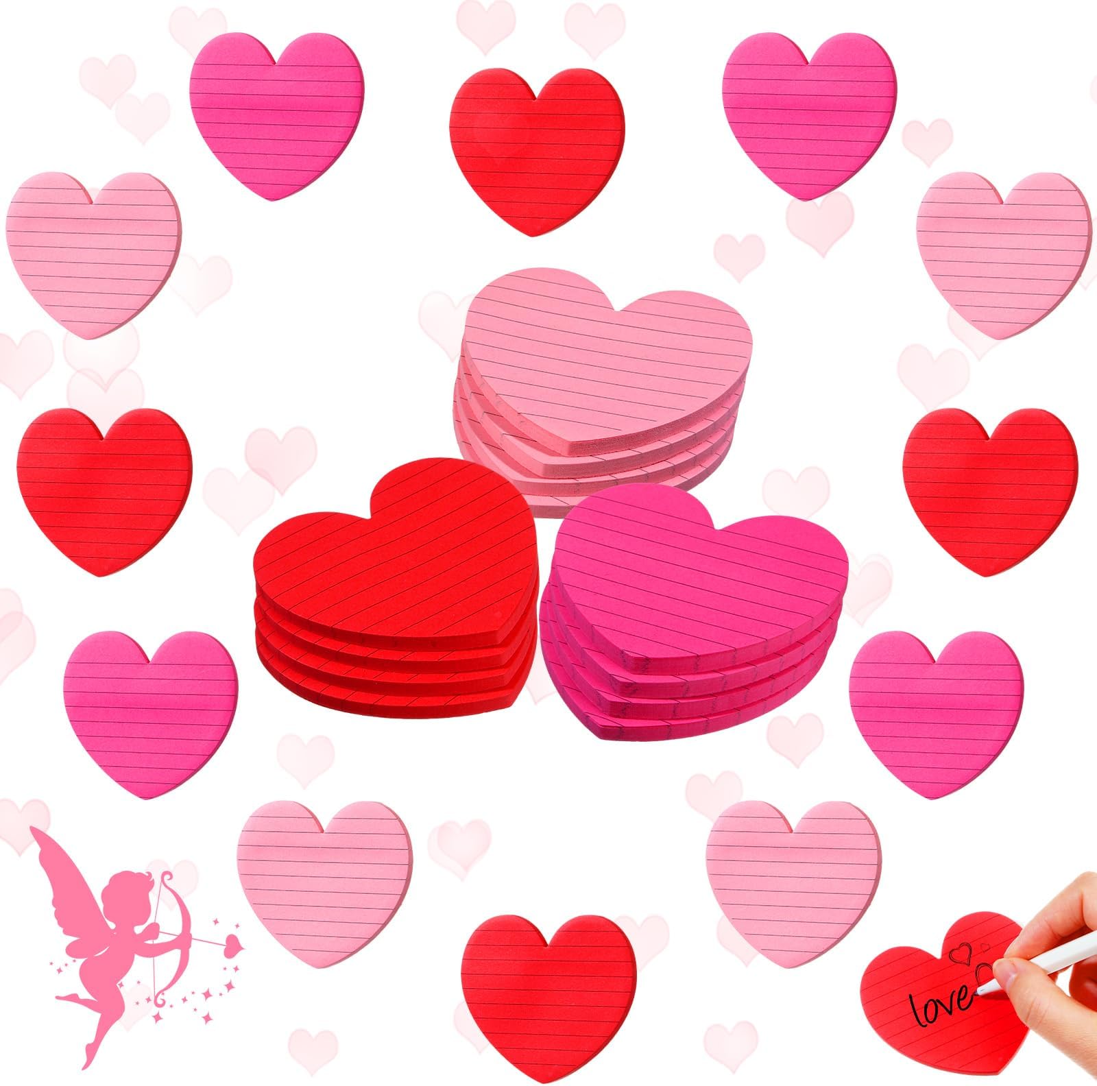 Amazon.com : Roowest 600 Sheets Valentines Day Heart Sticky Notes Heart ...