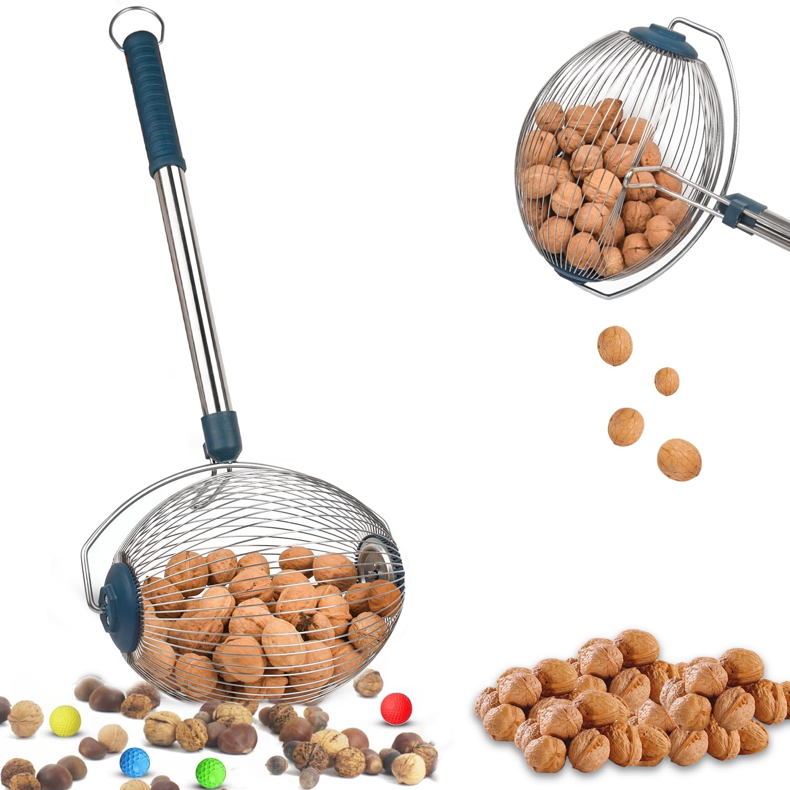 Acorn Picker Upper Roller 65", Nut Gatherer with Rolling Drum, Pecan ...