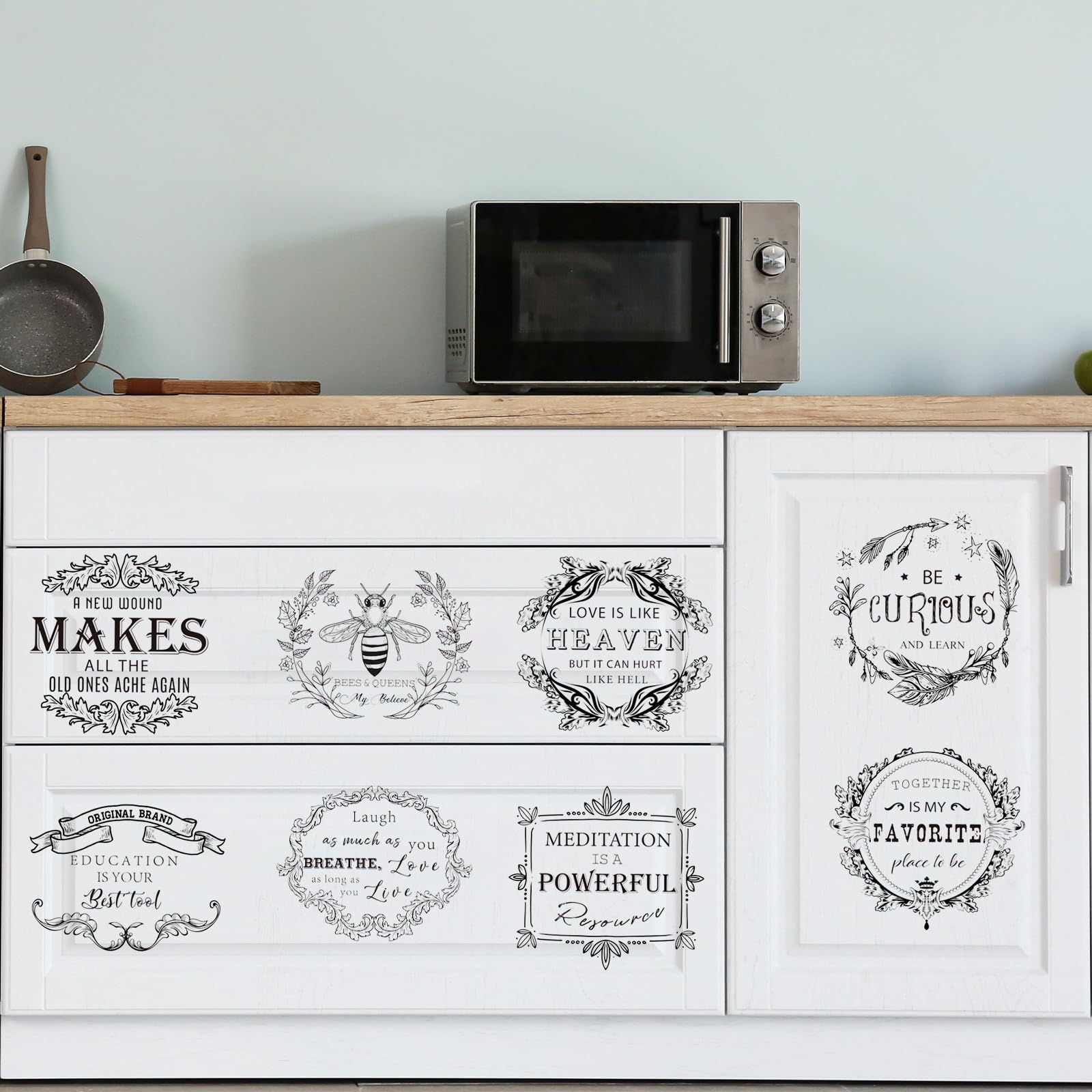 Snapklik.com : Whaline 11 Sheets Vintage Word Rub On Transfer For ...