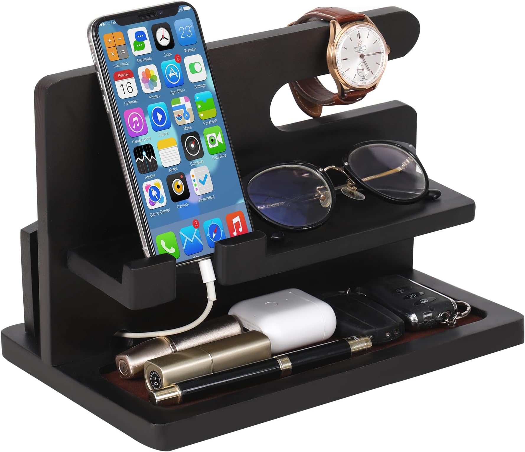 Amazon.com: TESLYAR Gifts for Man Natural Walnut Wood Phone Docking ...