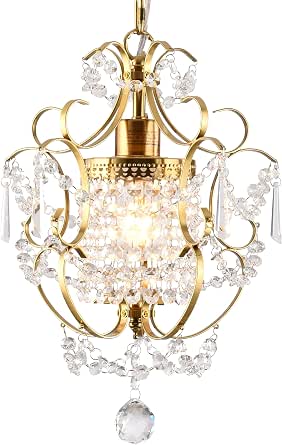 FLSFU Modern Gold Mini Chandelier, Crystal Light Fixtures Ceiling Mount ...