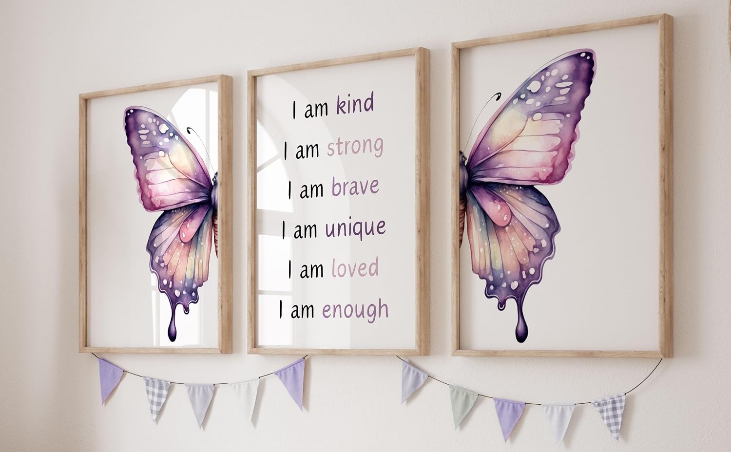 Beautiful Butterfly Quote Set of 3 Unframed Poster Prints for Girl’s ...