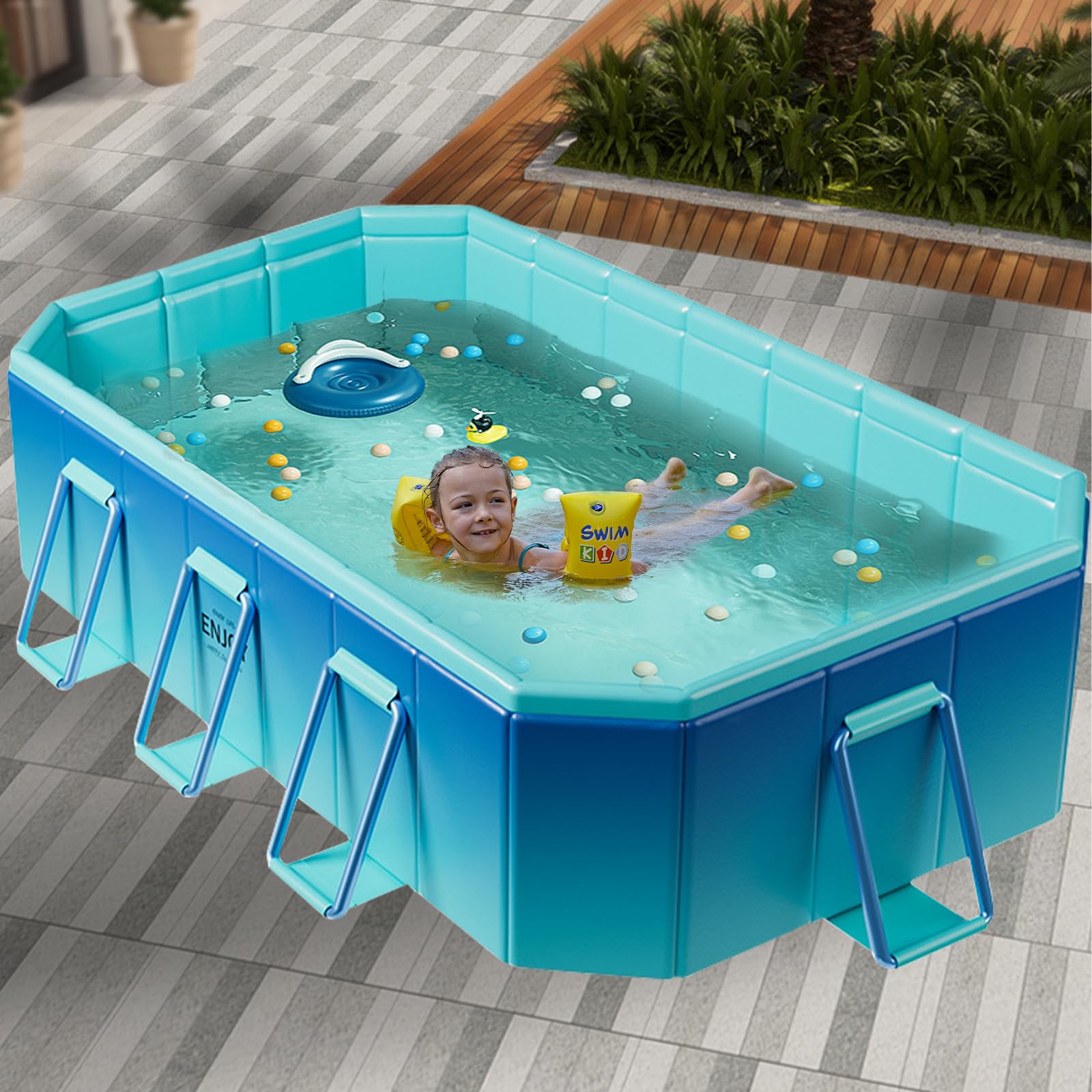 Amazon.com : Foldable Foldable Swimming Pool, Non-Inflatable Kids' and ...