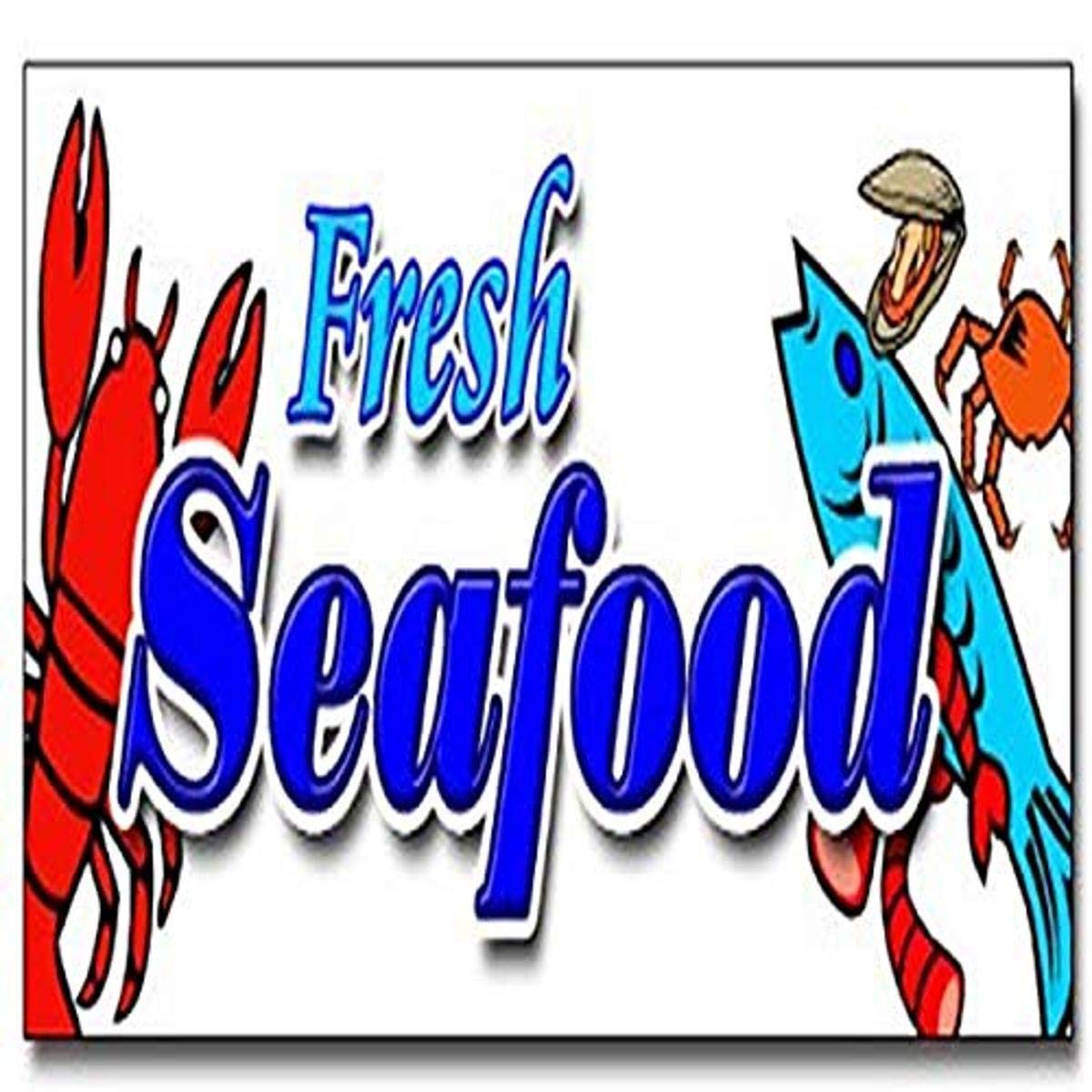 Amazon.com: SignMission 48" Fresh Seafood Decal Sticker Fish Market ...