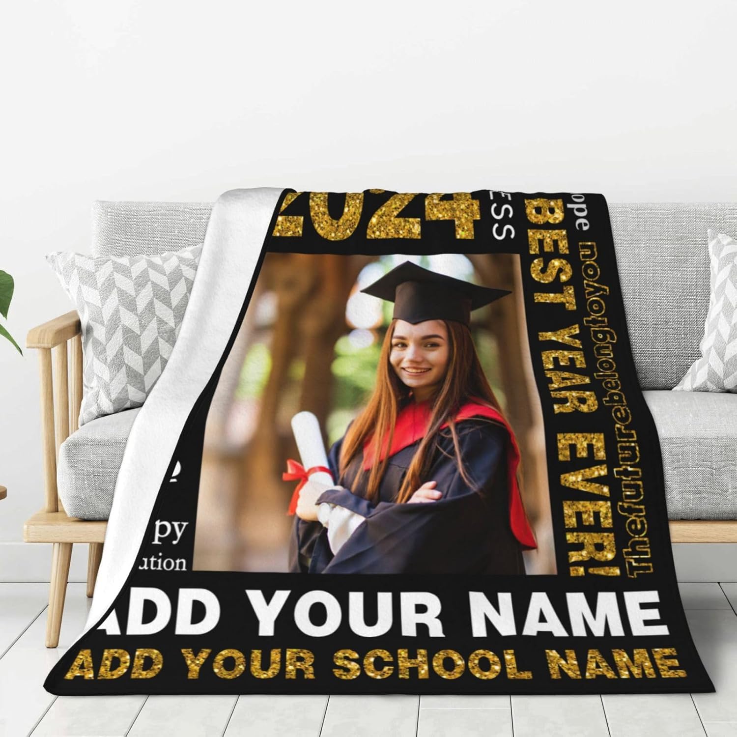 Amazon.com: MMAOLP Personalized Graduation Blanket 2024 Custom ...